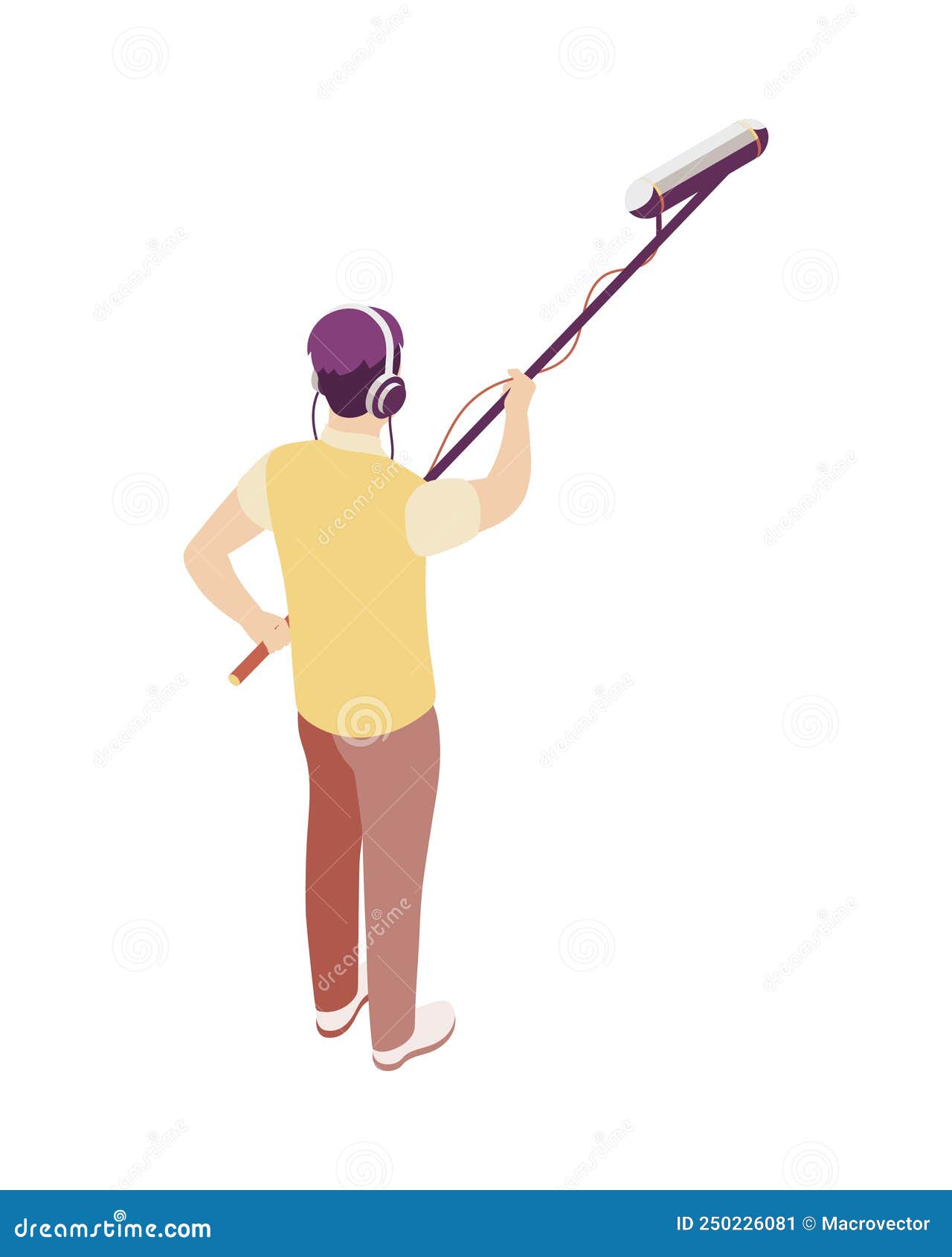 Boom Microphone Operator Composition Stock Vector - Illustration of ...