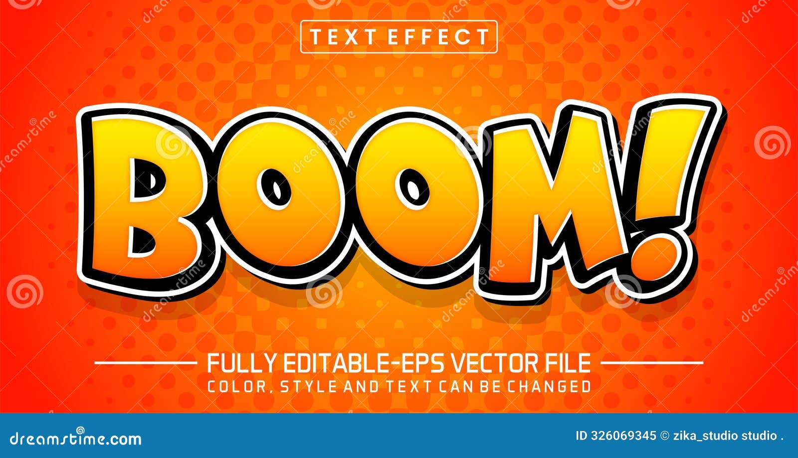 Boom Orange Font Text Effect Editable Stock Vector - Illustration of ...