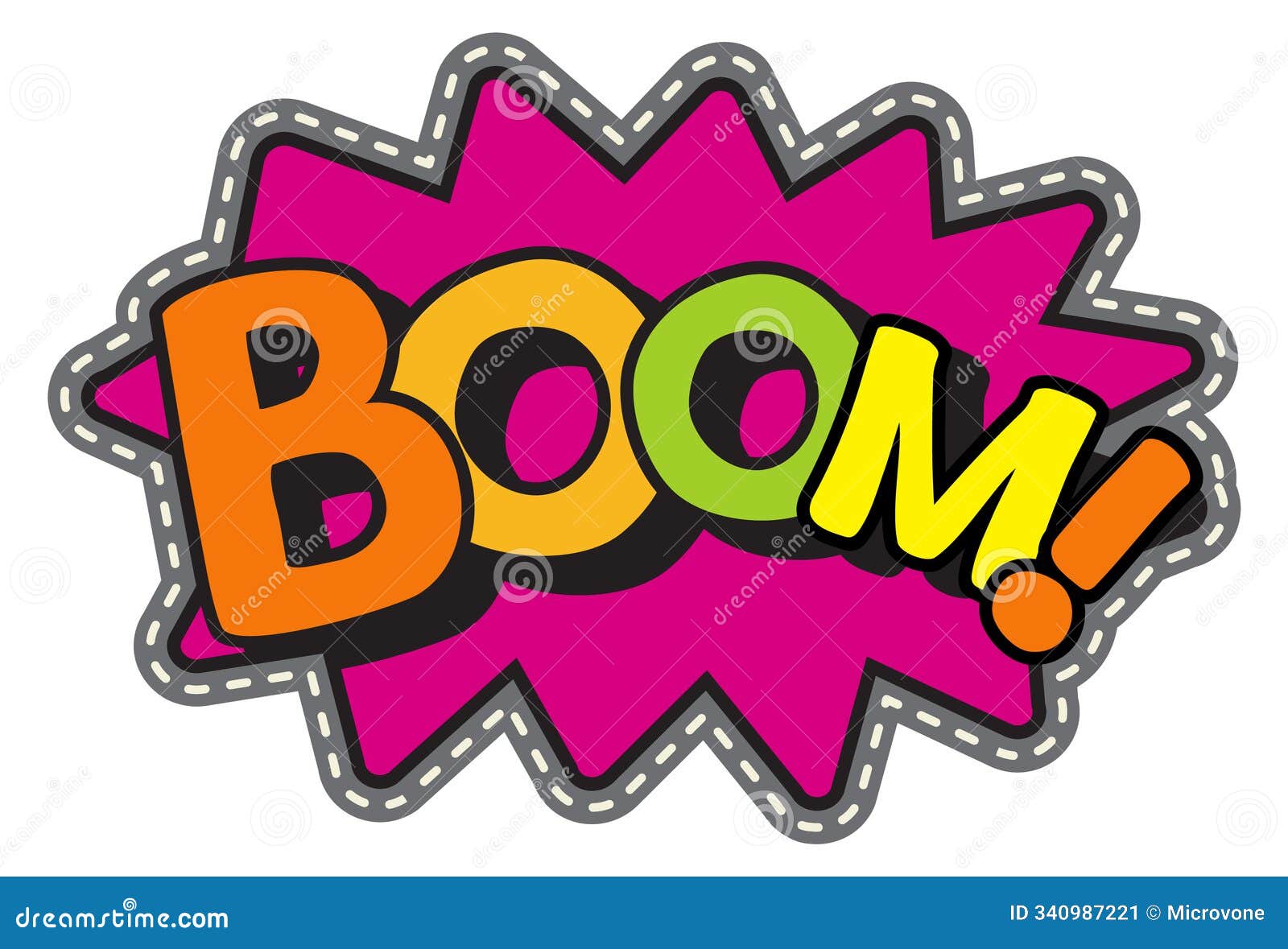 Boom Patch. Comic Sound Effect Cloud Sticker Stock Illustration ...