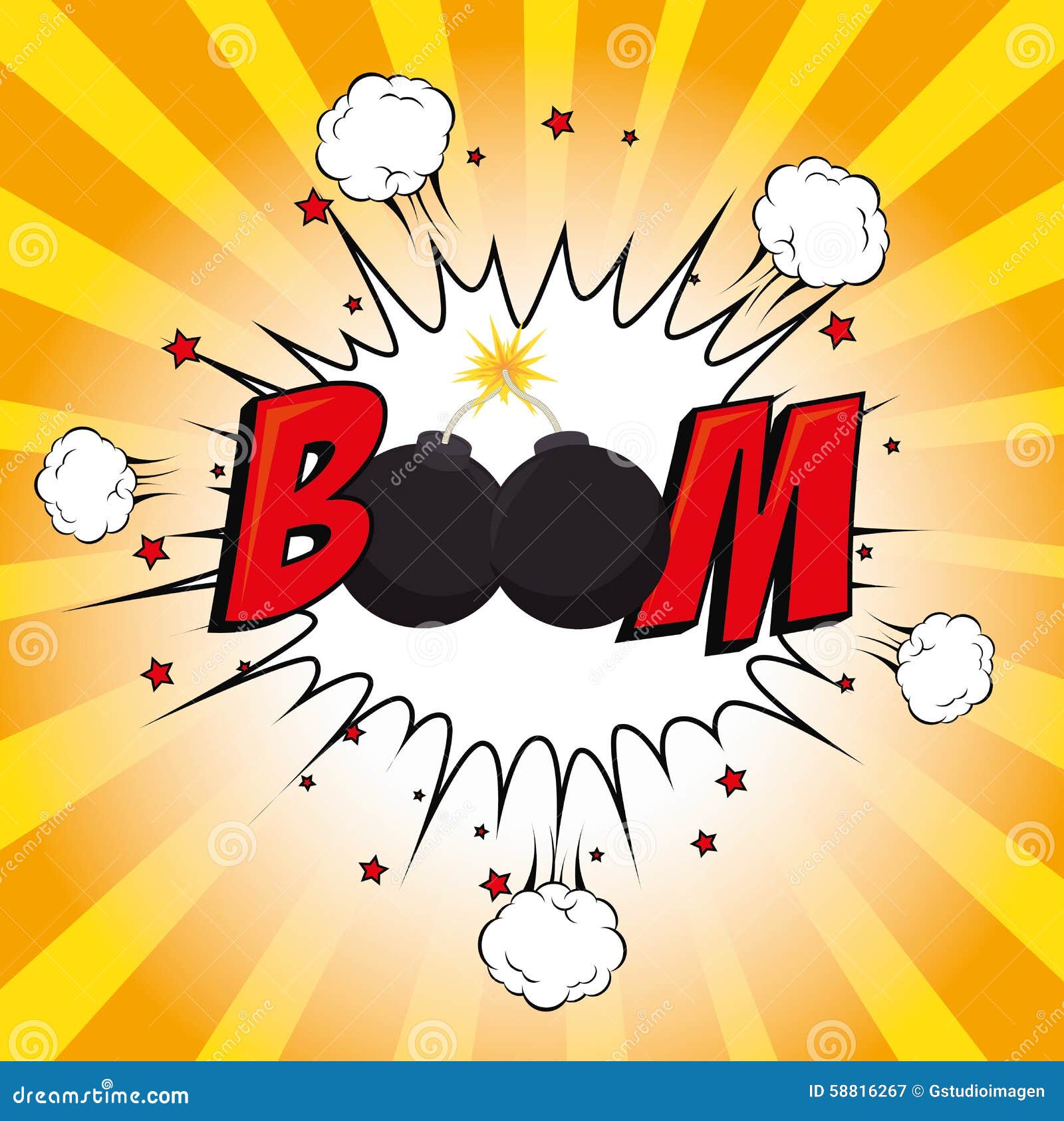 Boom, Pop Art stock vector. Illustration of aggression - 58816267