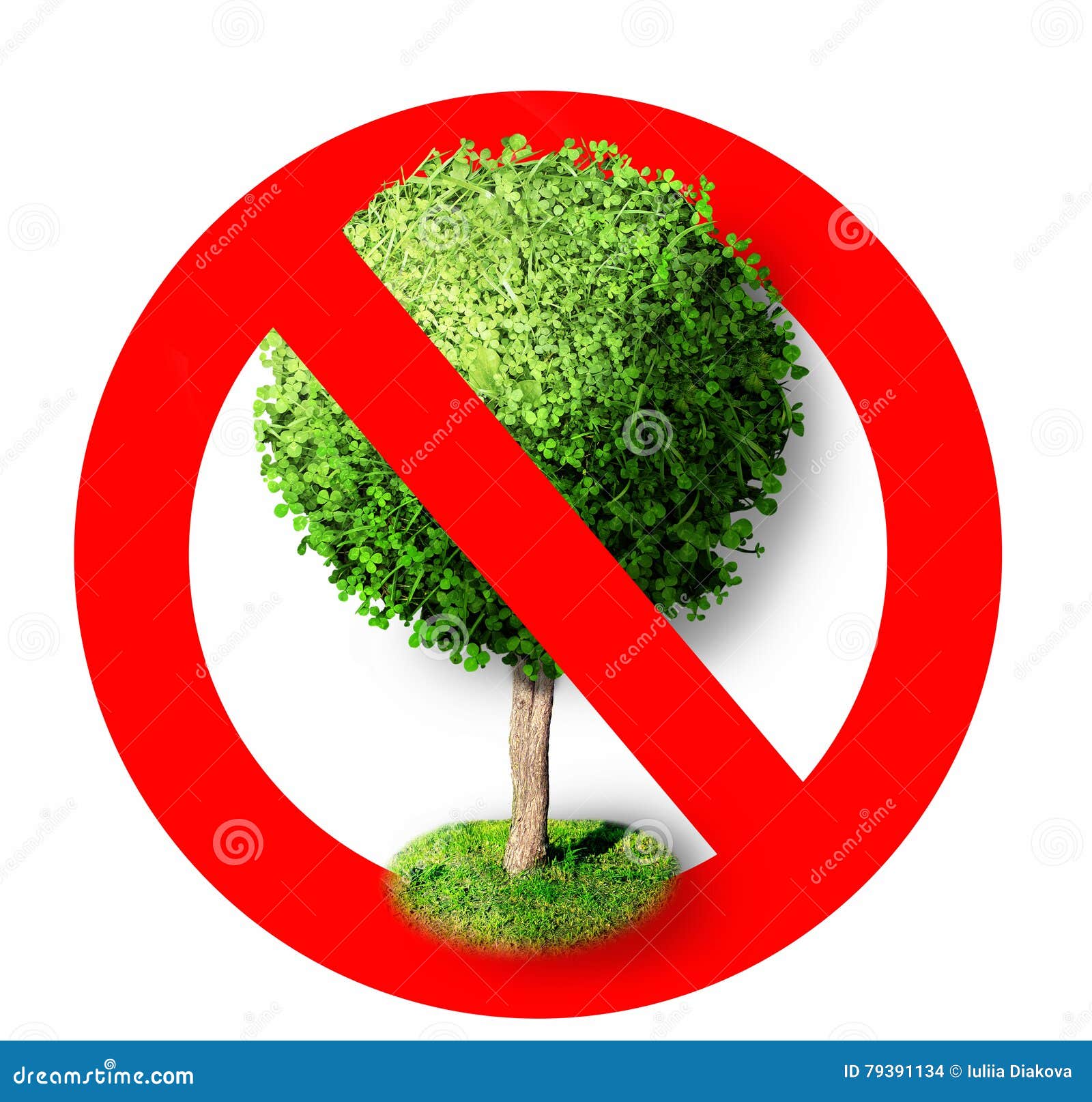 Boom in Rood Verbodsteken Het Symbool Van Het Einde Stock Illustratie ...