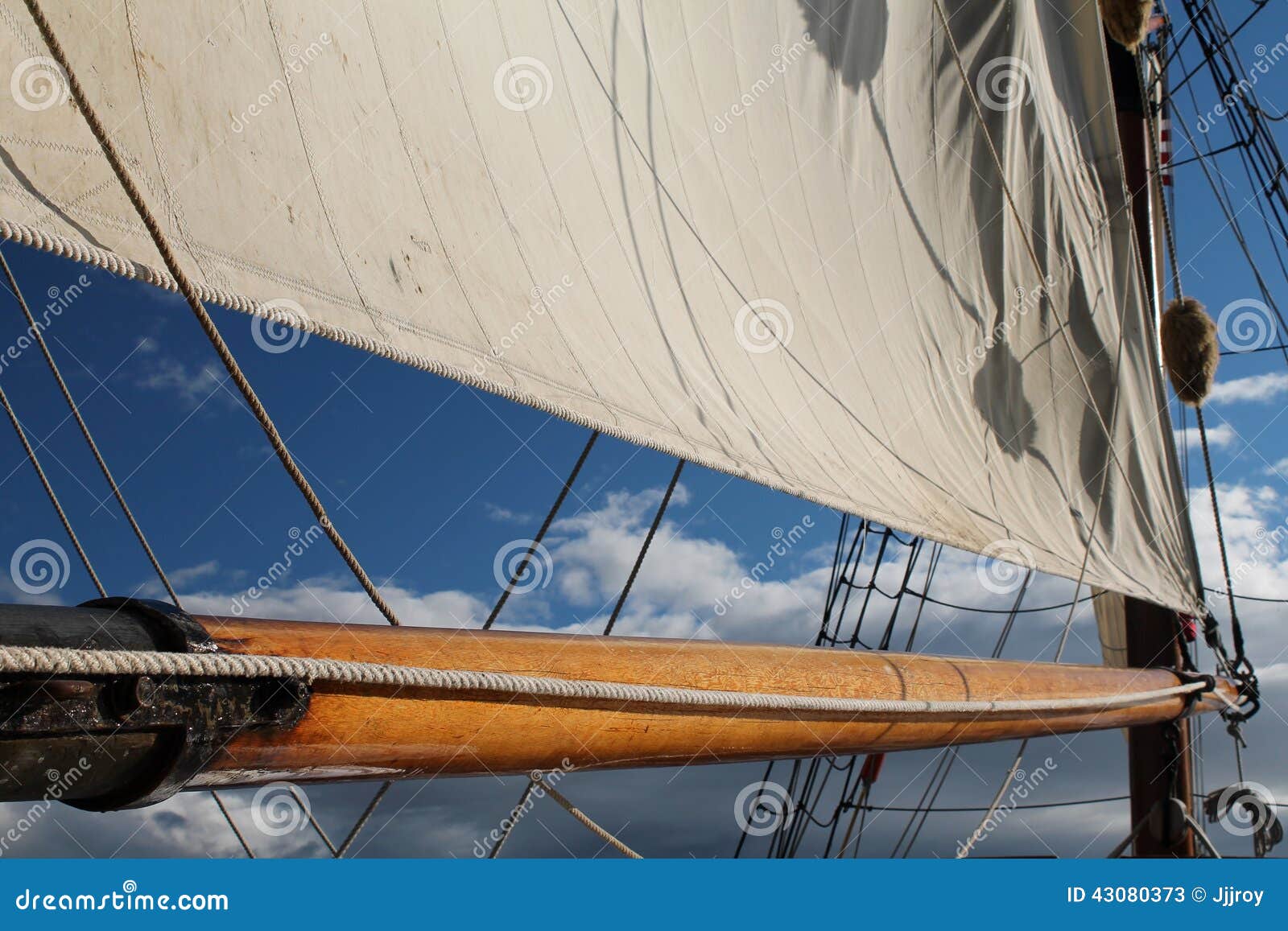 Boom and Sail on a Tall Sailing Ship Stock Image - Image of horizontal ...