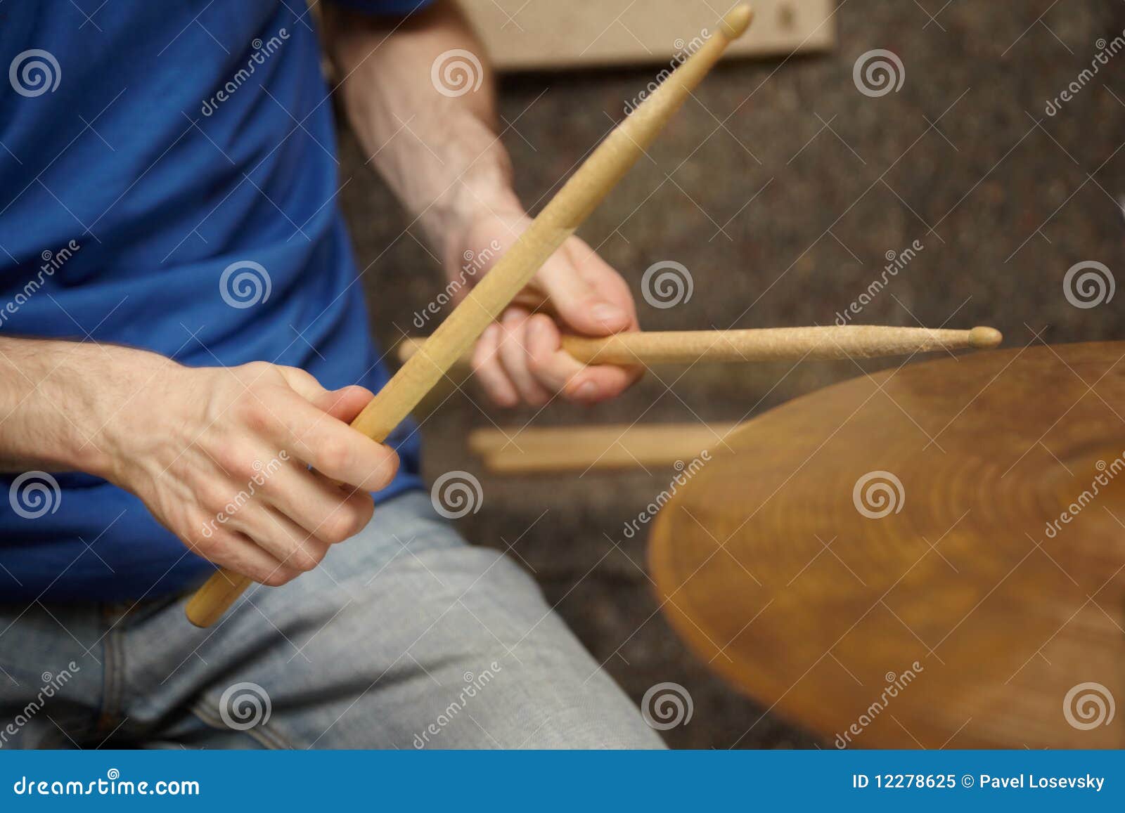 Boom Sticks in Hands of Drummer Stock Image - Image of recording ...