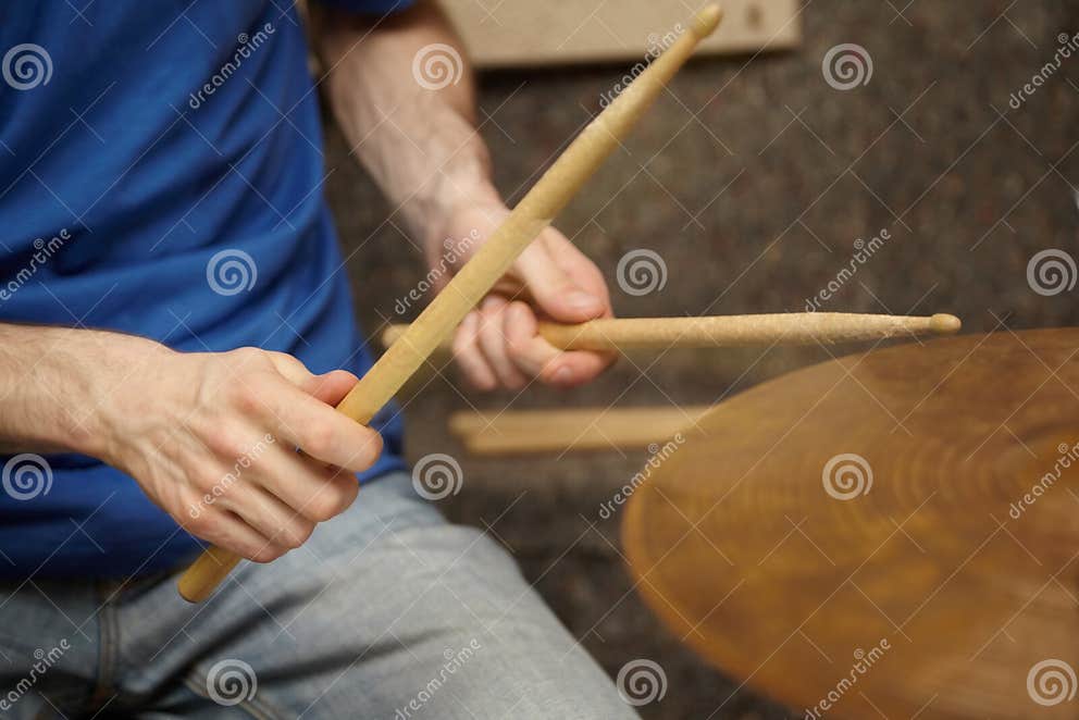 Boom Sticks in Hands of Drummer Stock Image - Image of recording ...