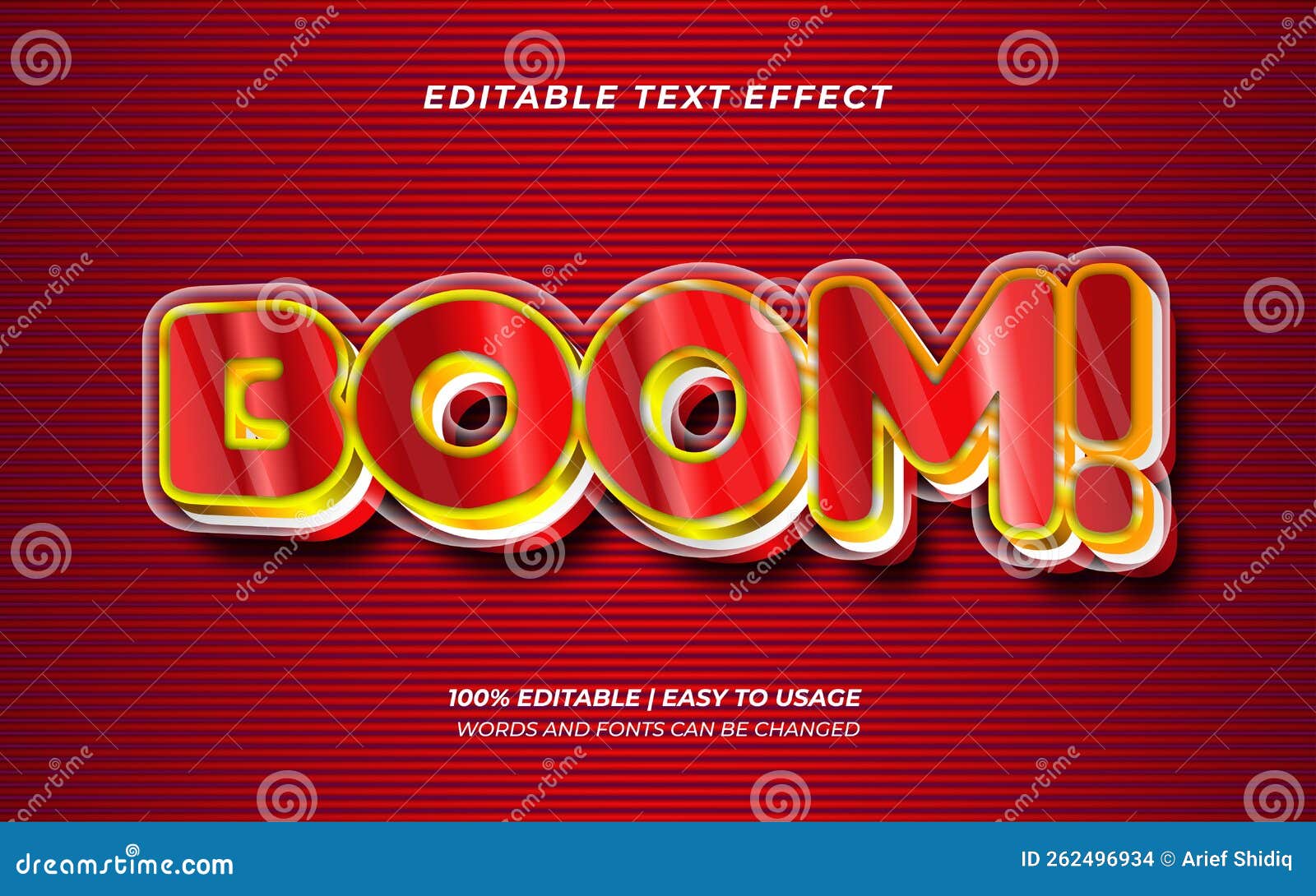 Boom Text Effect with Modern Unique 3d Style Editable Stock Vector ...