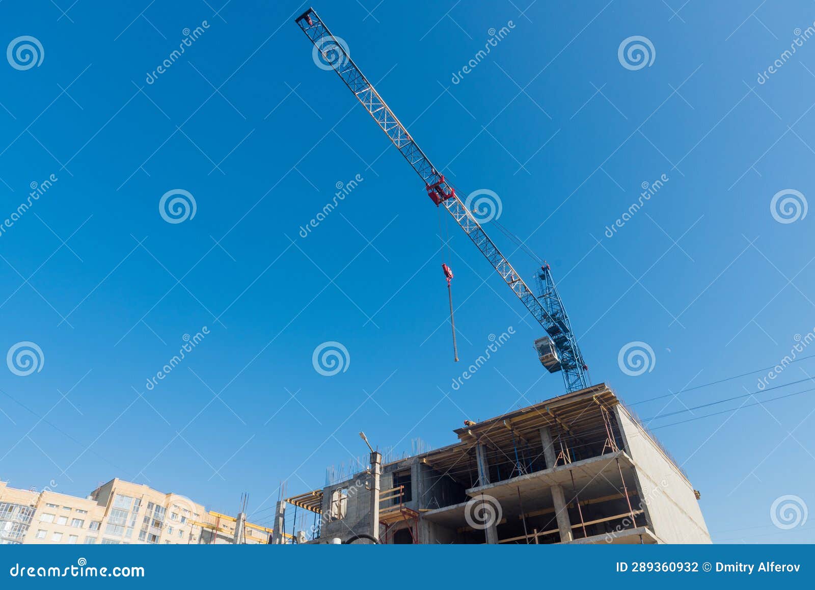 Boom of a Tower Construction Crane on the Background of a High-rise ...