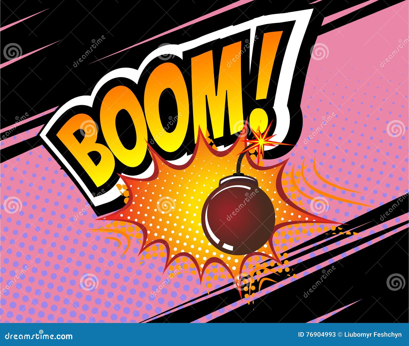 Boom. Vector Retro Comic Speech Bubble, Cartoon Comics Template. Mock ...