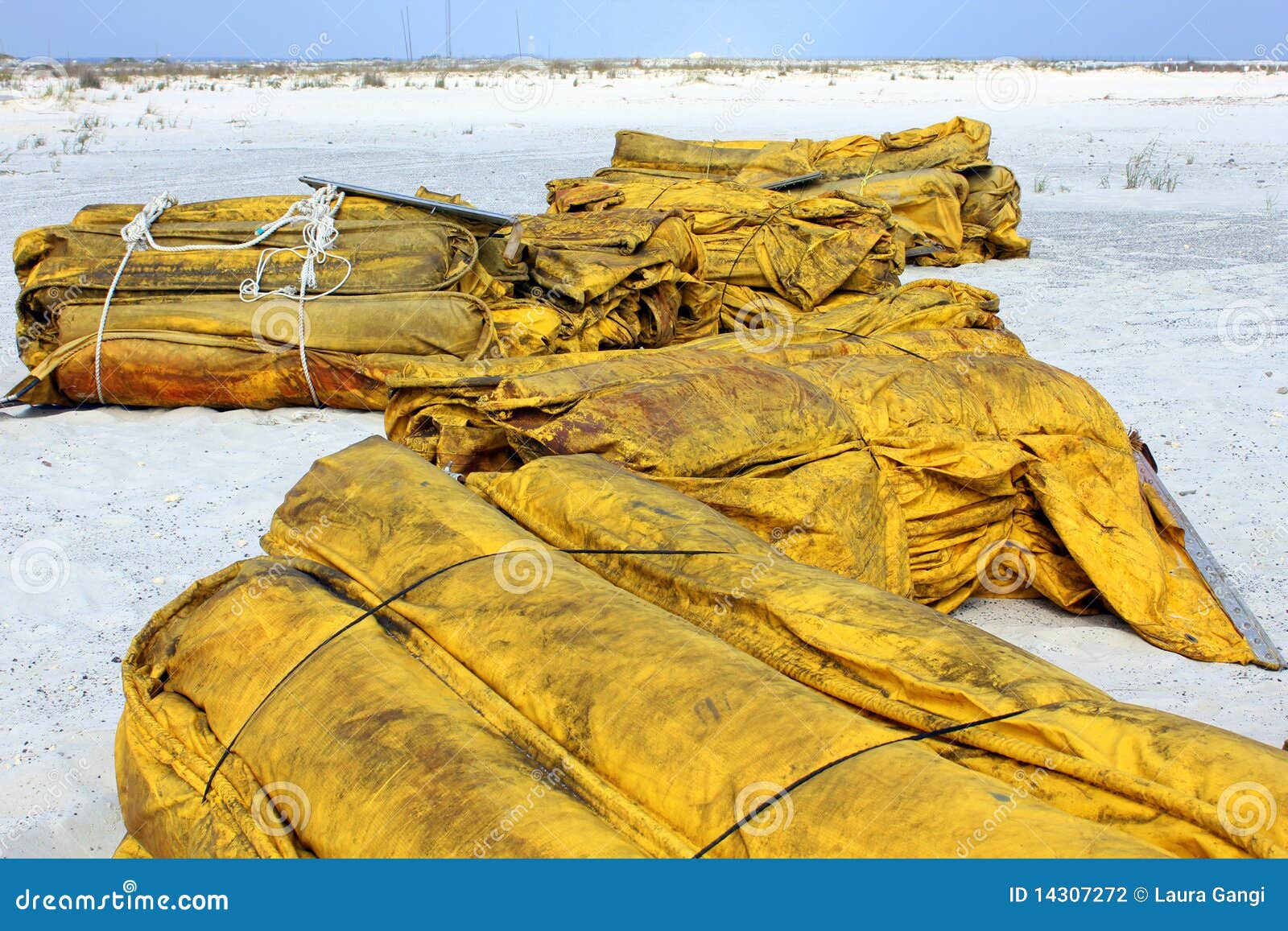 Boom on White Sand Beach for Oil Cleanup Editorial Photography - Image ...