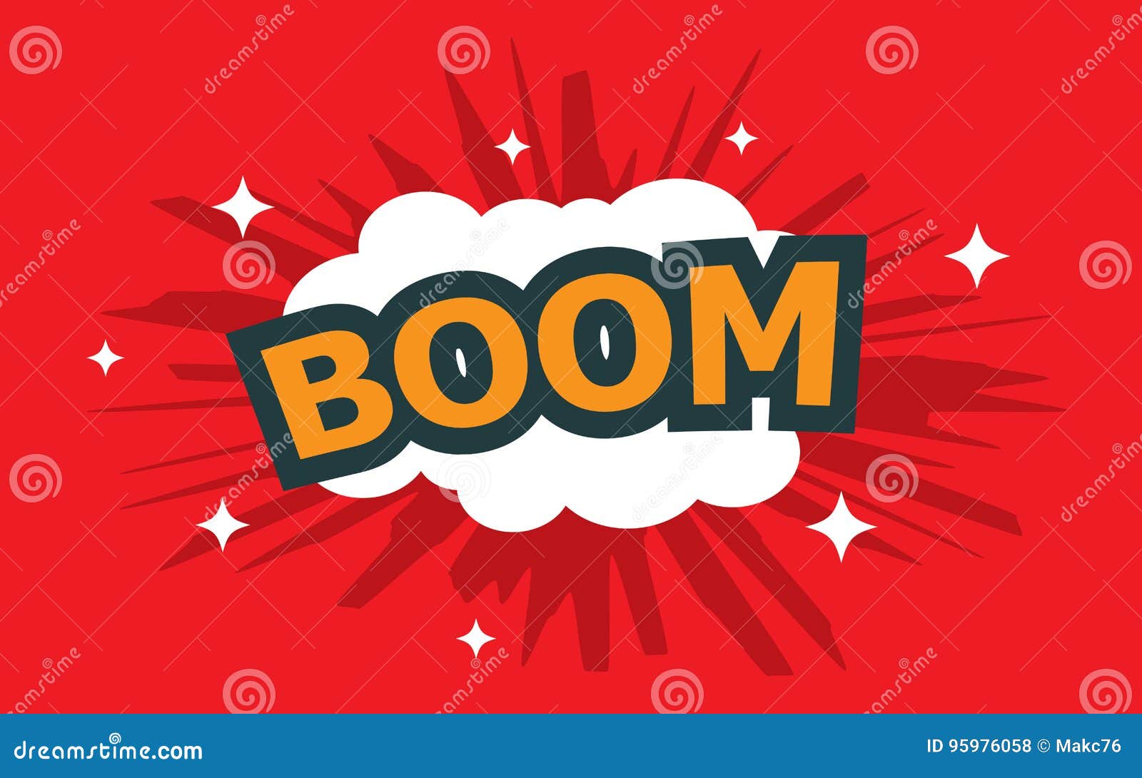 BOOM! Wording Sound Effect For Comic Speech Bubble. Vector Illustration ...