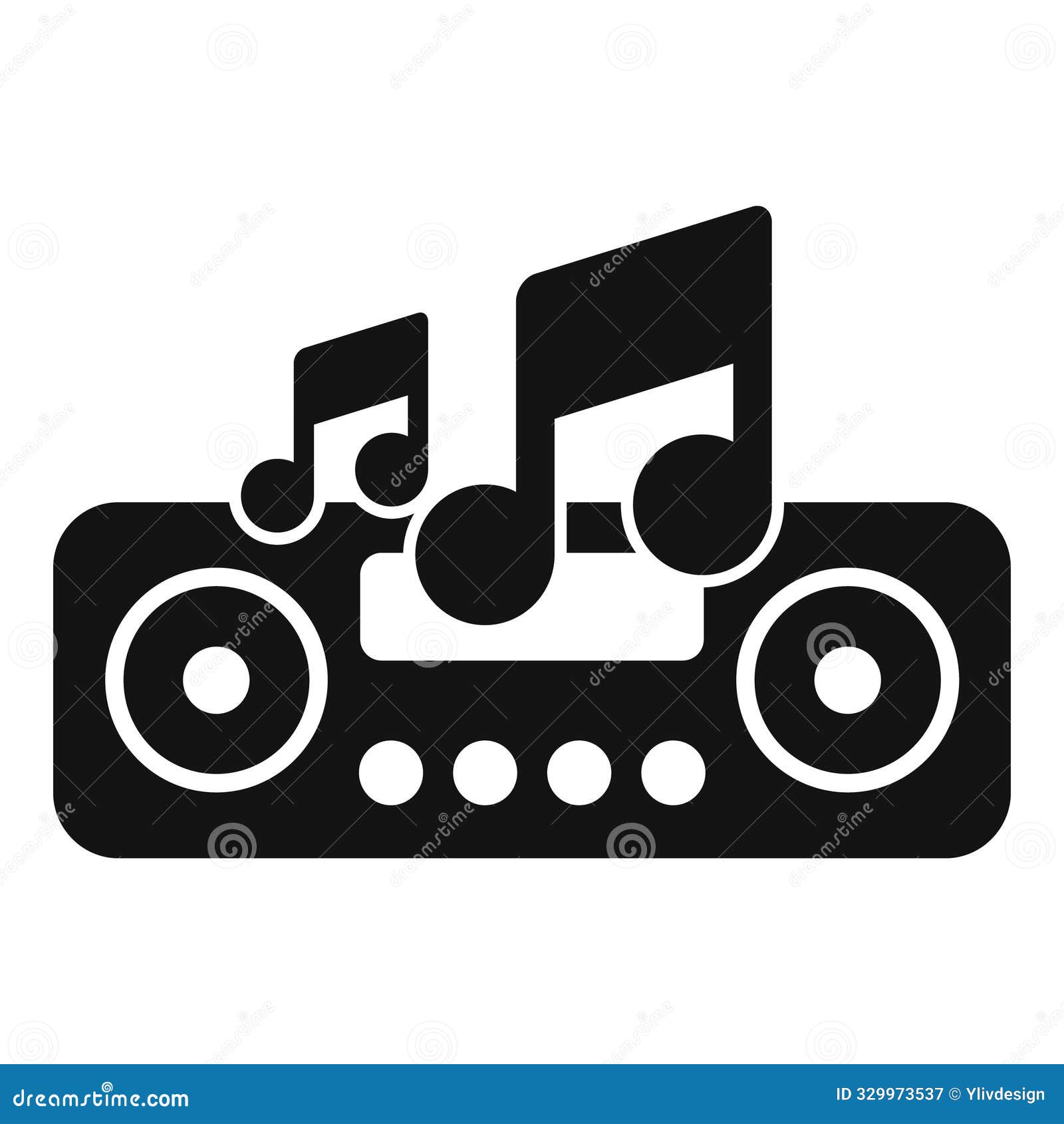 Boombox Playing Music with Musical Notes Icon Stock Illustration ...