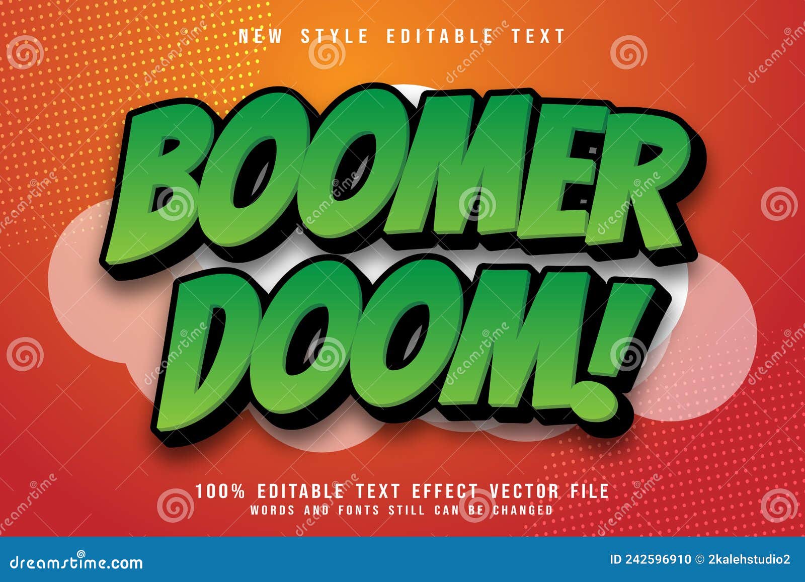 Boomer Doom Editable Text Effect Emboss Comic Style Stock Vector ...