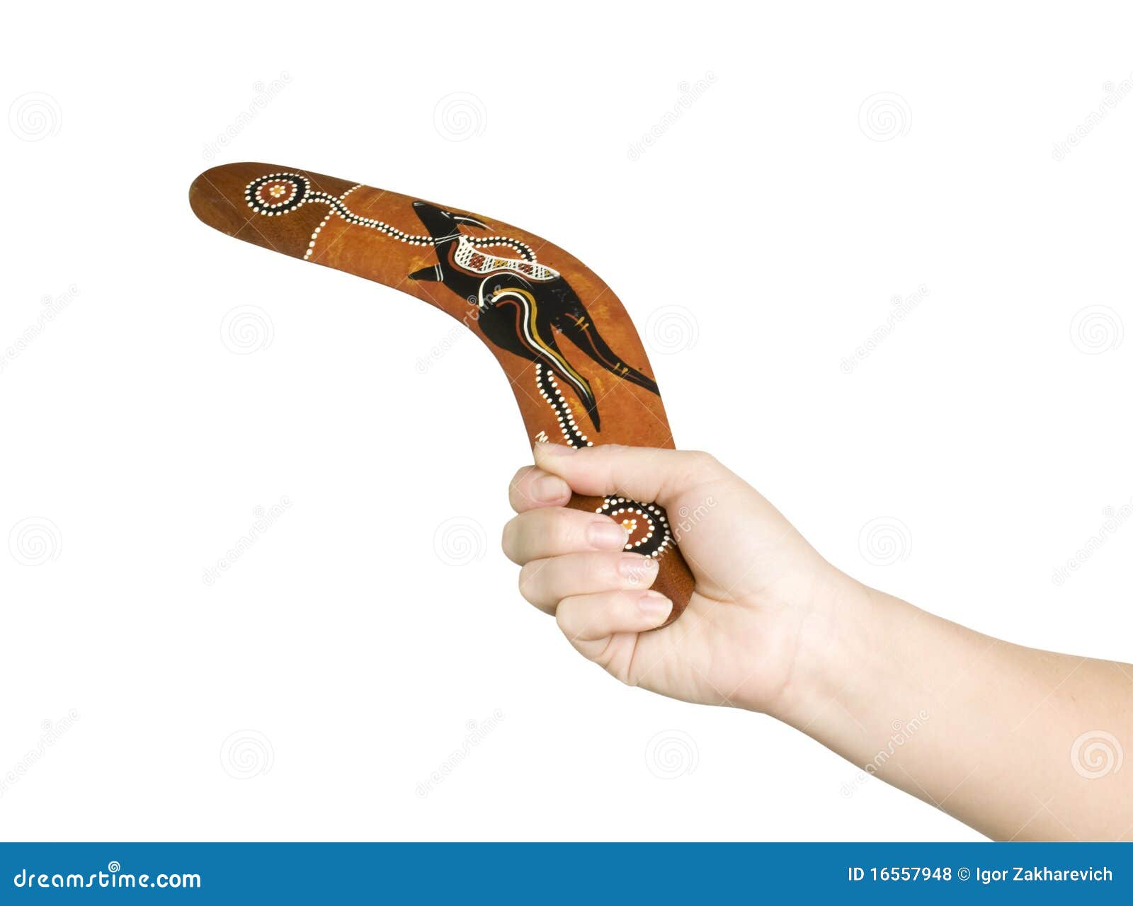 Boomerang in hand stock photo. Image of souvenir, traditional - 16557948