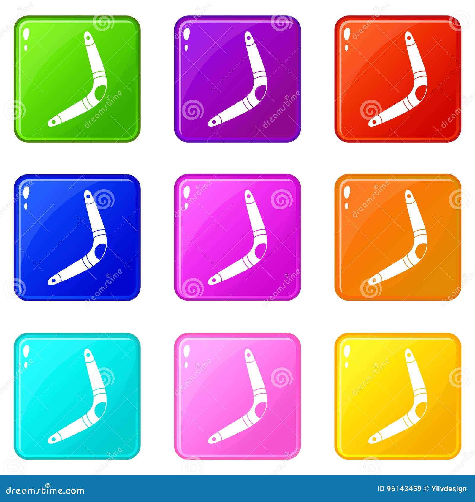 Boomerang icons 9 set stock vector. Illustration of game - 96143459