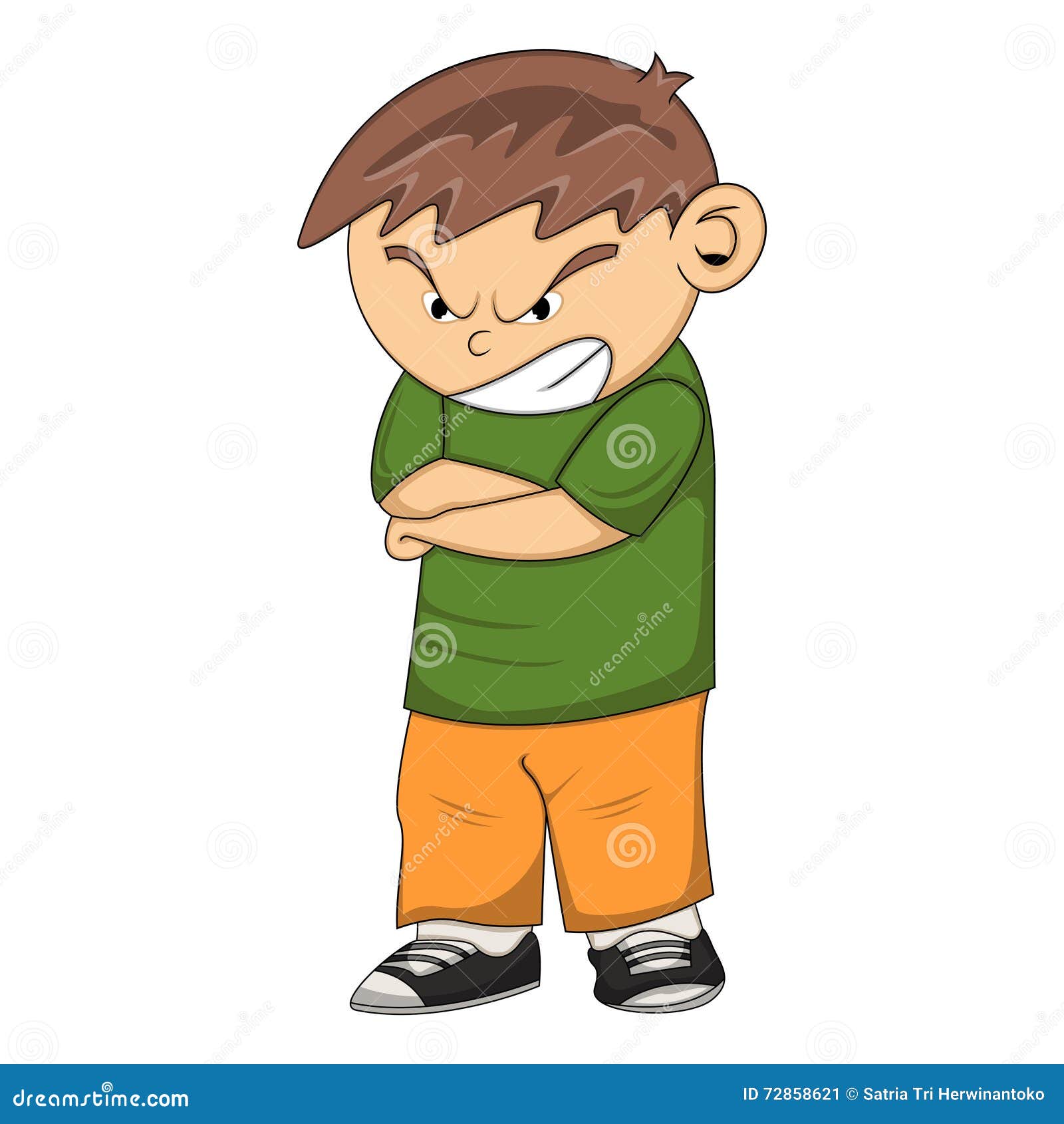 Boos jongensbeeldverhaal vector illustratie. Illustration of ...