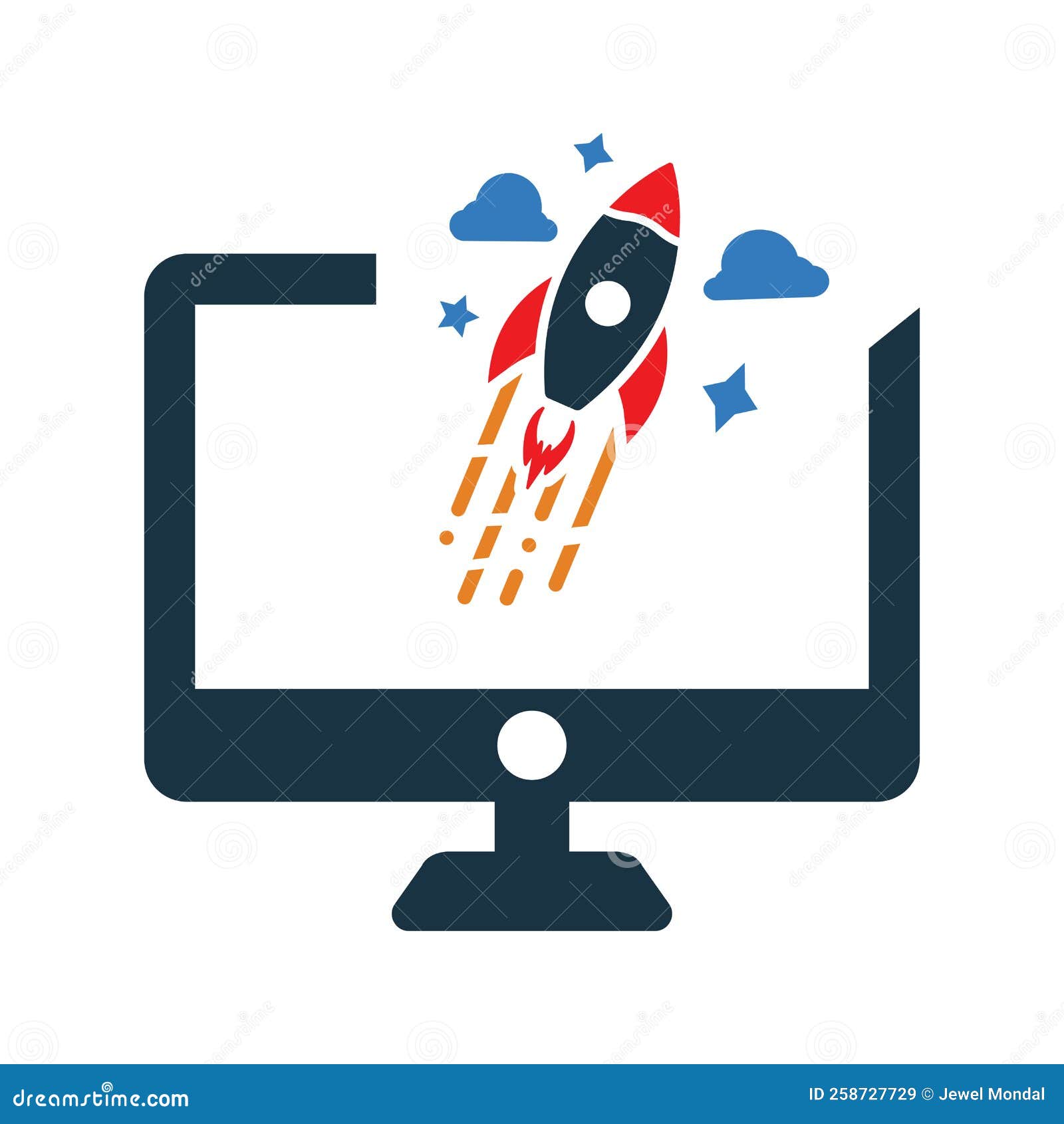 Boost, Launch, Product, Rocket Icon. Blue Color Design Cartoon Vector ...