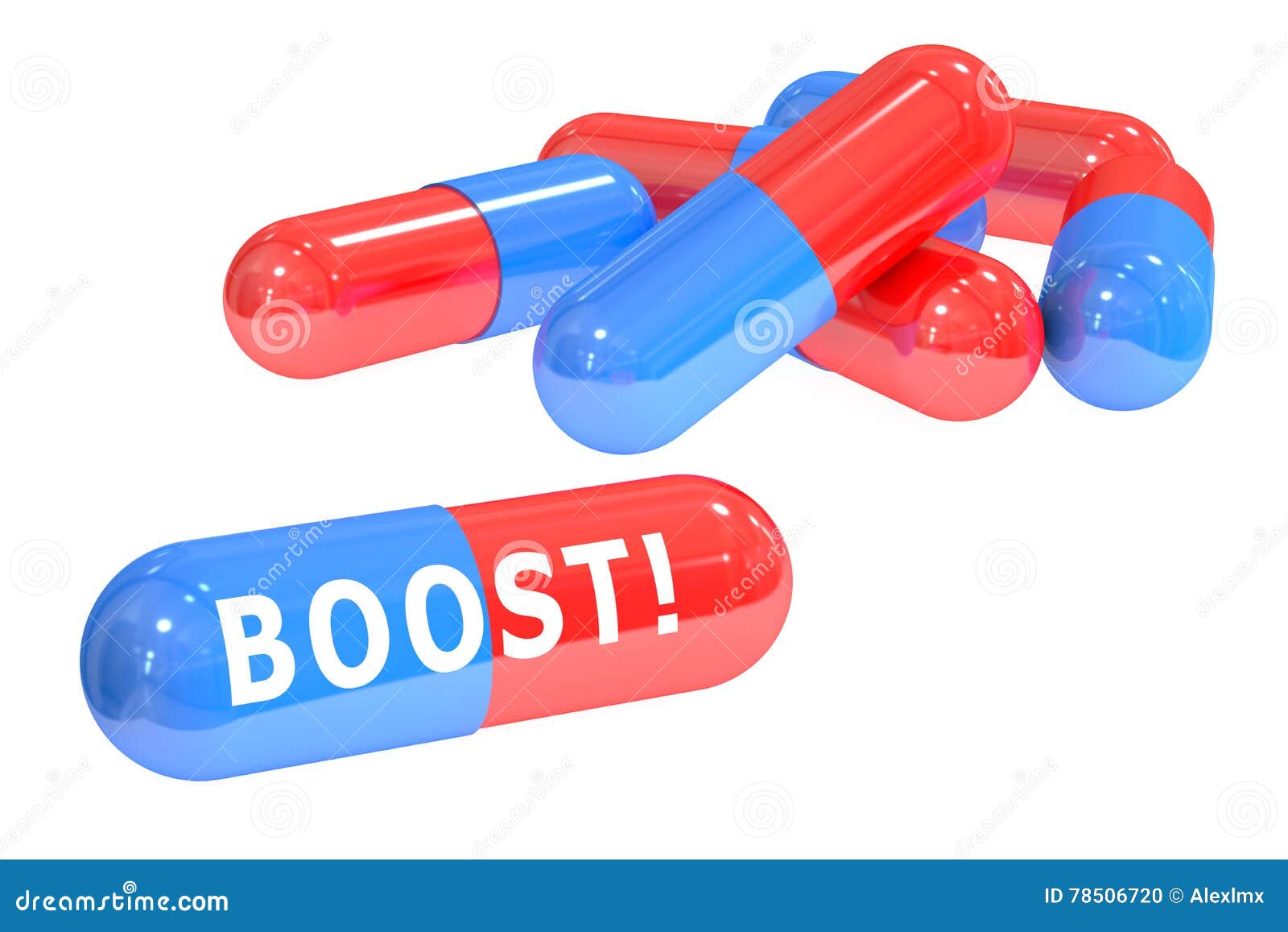 Boost! Pills Concept with Pills, 3D Rendering Stock Illustration ...