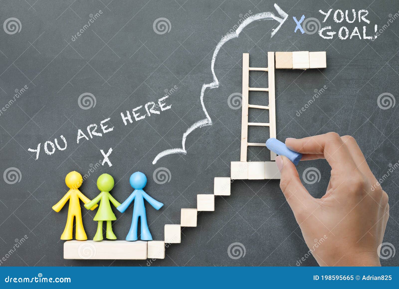 Boost Your Career Path Concept with Blackboard Ladder and Human Shape ...
