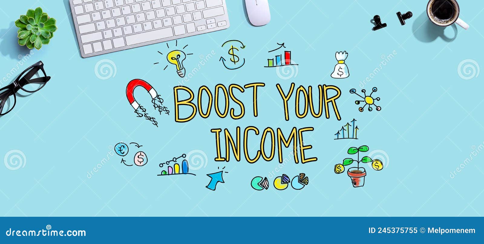 Boost Your Income with a Computer Keyboard Stock Image - Image of desk ...