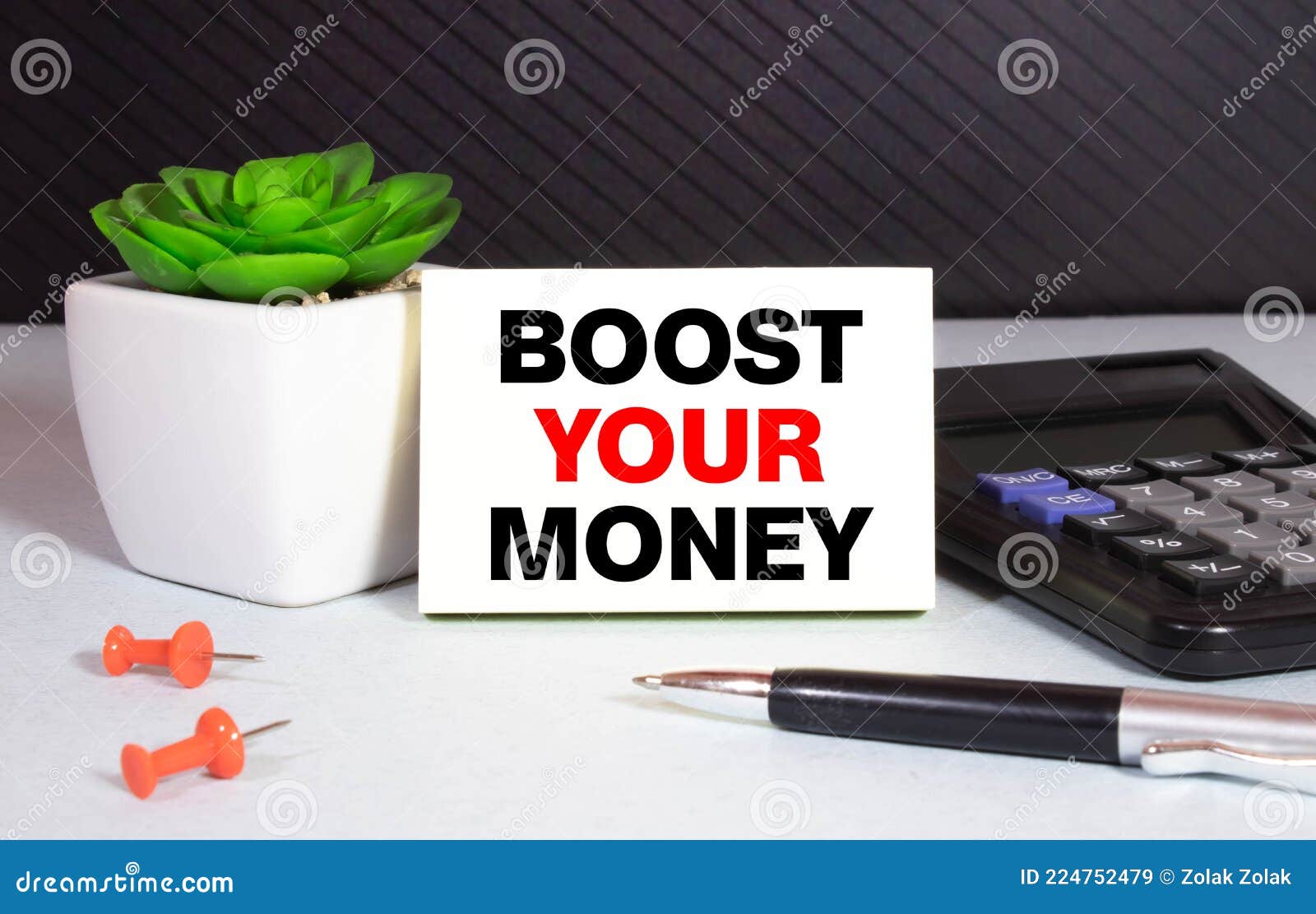 BOOST YOUR MONEY, Message on the Card Held by a Man Hand Stock Image ...