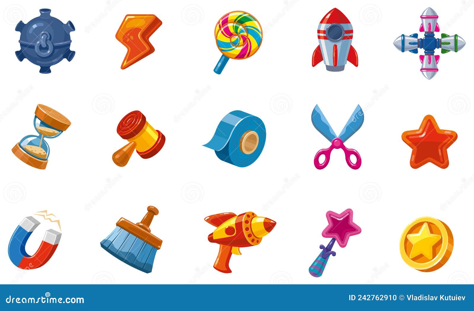 Booster Icons In Fantasy Style. Set For Computer Mobile Game. Symbols ...