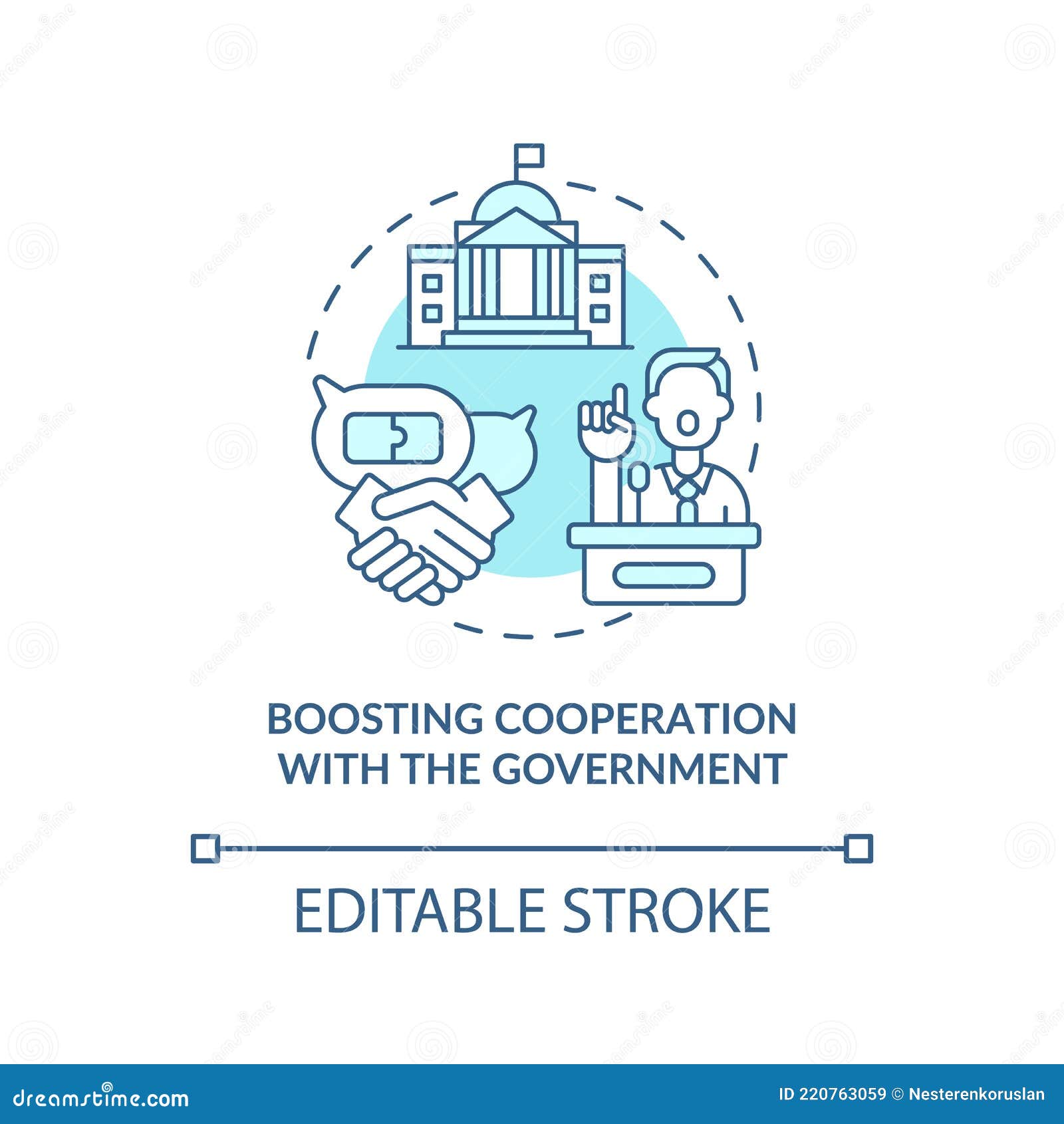 Boosting Cooperation with Government Concept Icon Stock Vector ...