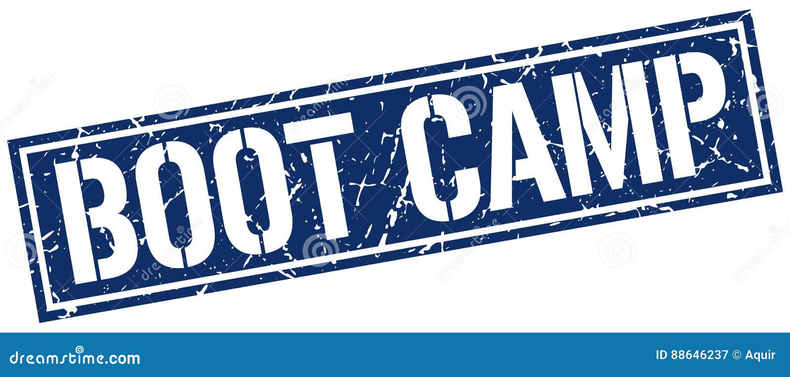 Boot camp square stamp stock vector. Illustration of blue - 88646237