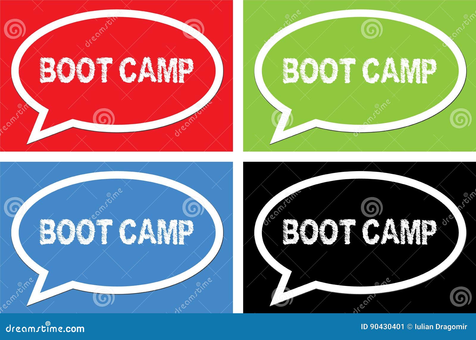 BOOT CAMP Text, on Ellipse Speech Bubble Sign. Stock Illustration ...