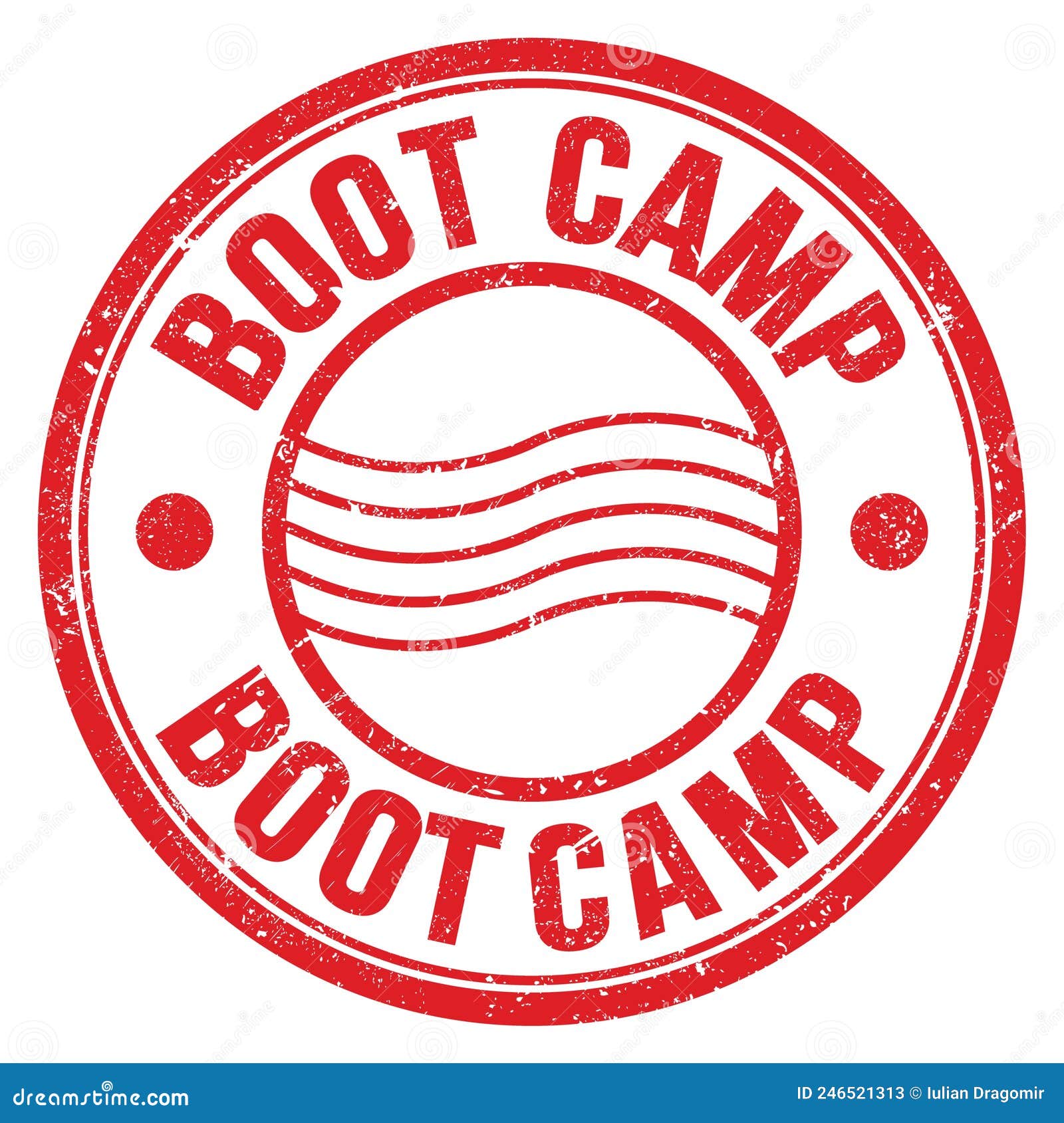 BOOT CAMP Text Written on Red Round Postal Stamp Sign Stock ...