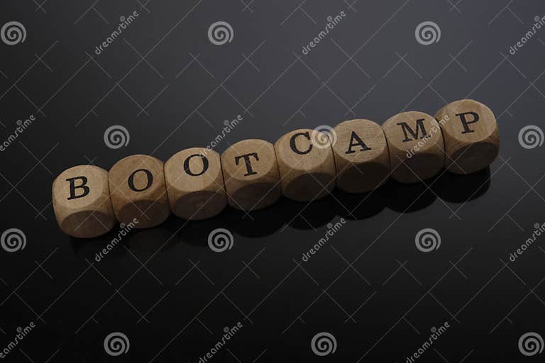 Boot Camp Word Cube with Reflection Background Stock Photo - Image of ...