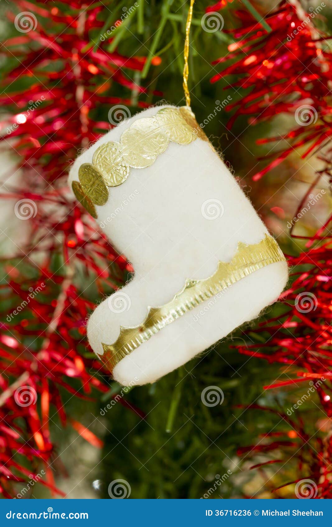 Boot on a Christmas tree stock photo. Image of boot, traditional - 36716236