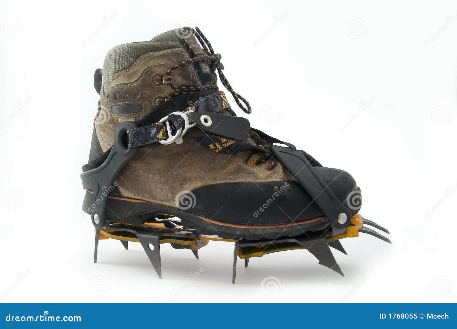 Boot with crampons. stock image. Image of traction, white - 1768055