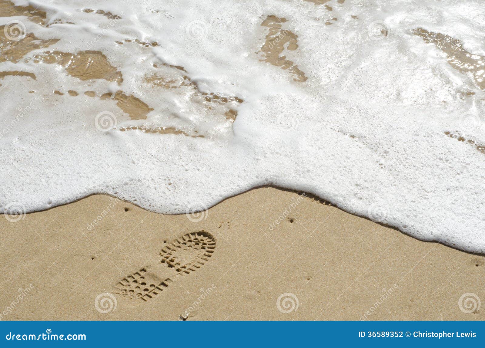 Boot Foot Print on the Shore Stock Photo - Image of people, sand: 36589352