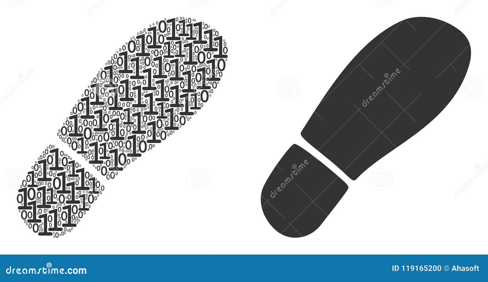 Boot Footprint Composition of Binary Digits Stock Vector - Illustration ...