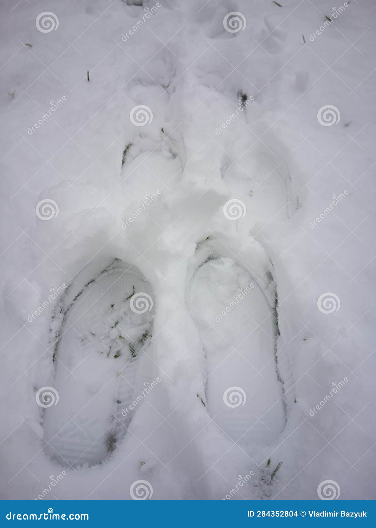 Boot Marks in the Snow,in Winter, Traces of Children S Boots on the ...