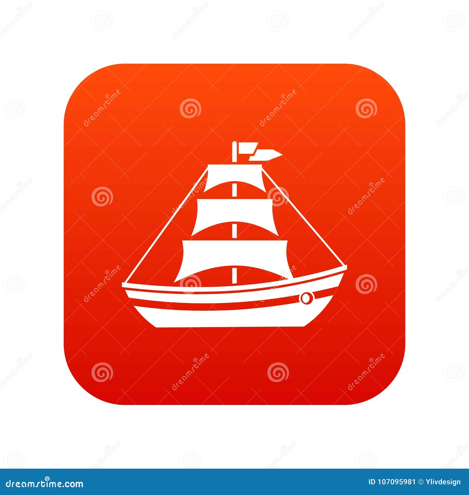 Boot Met Het Digitale Rood Van Het Zeilenpictogram Vector Illustratie ...
