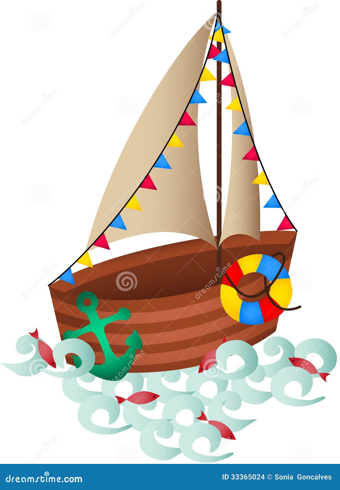 Boot op zee vector illustratie. Illustration of klem - 33365024