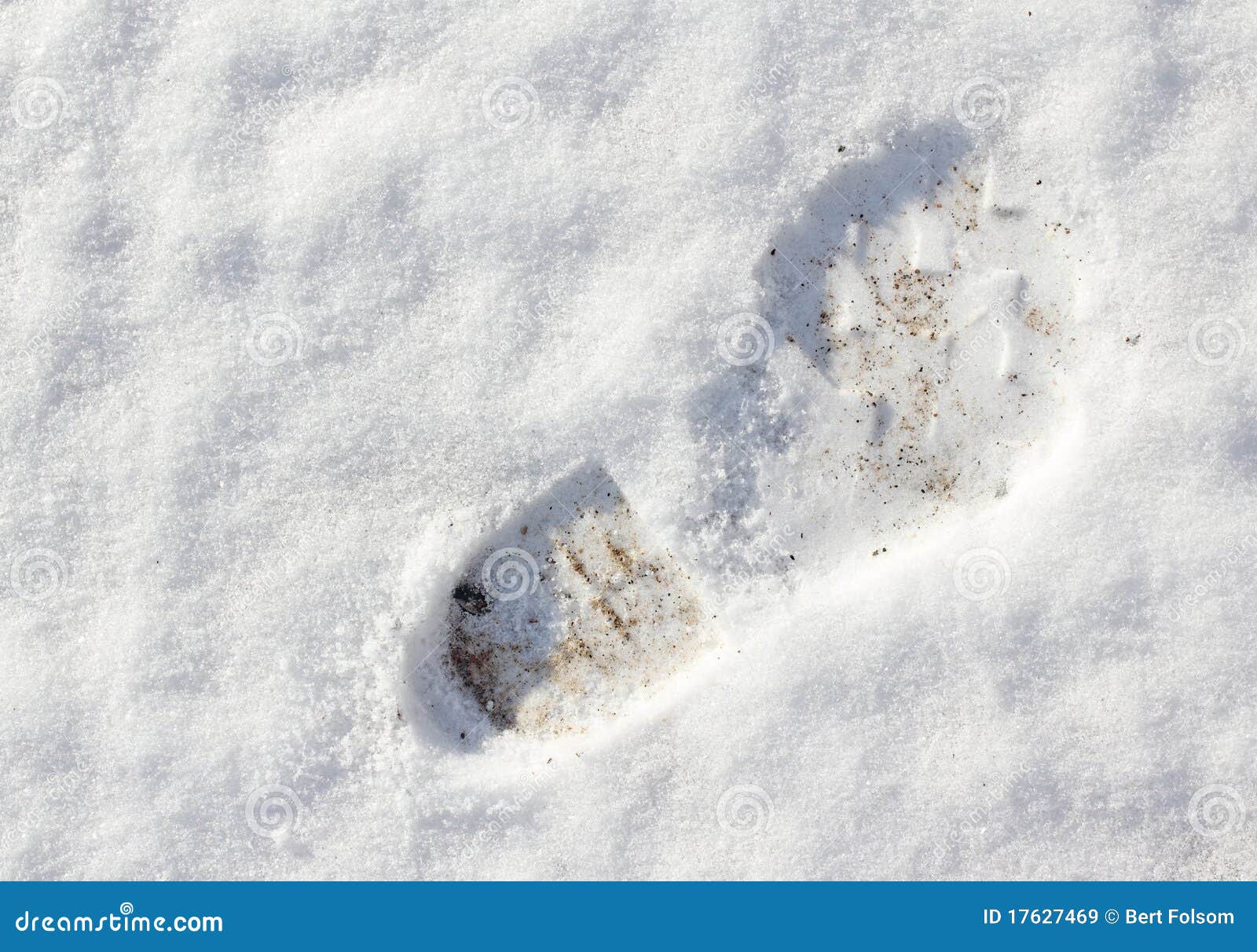 Boot print in fresh snow stock image. Image of single - 17627469