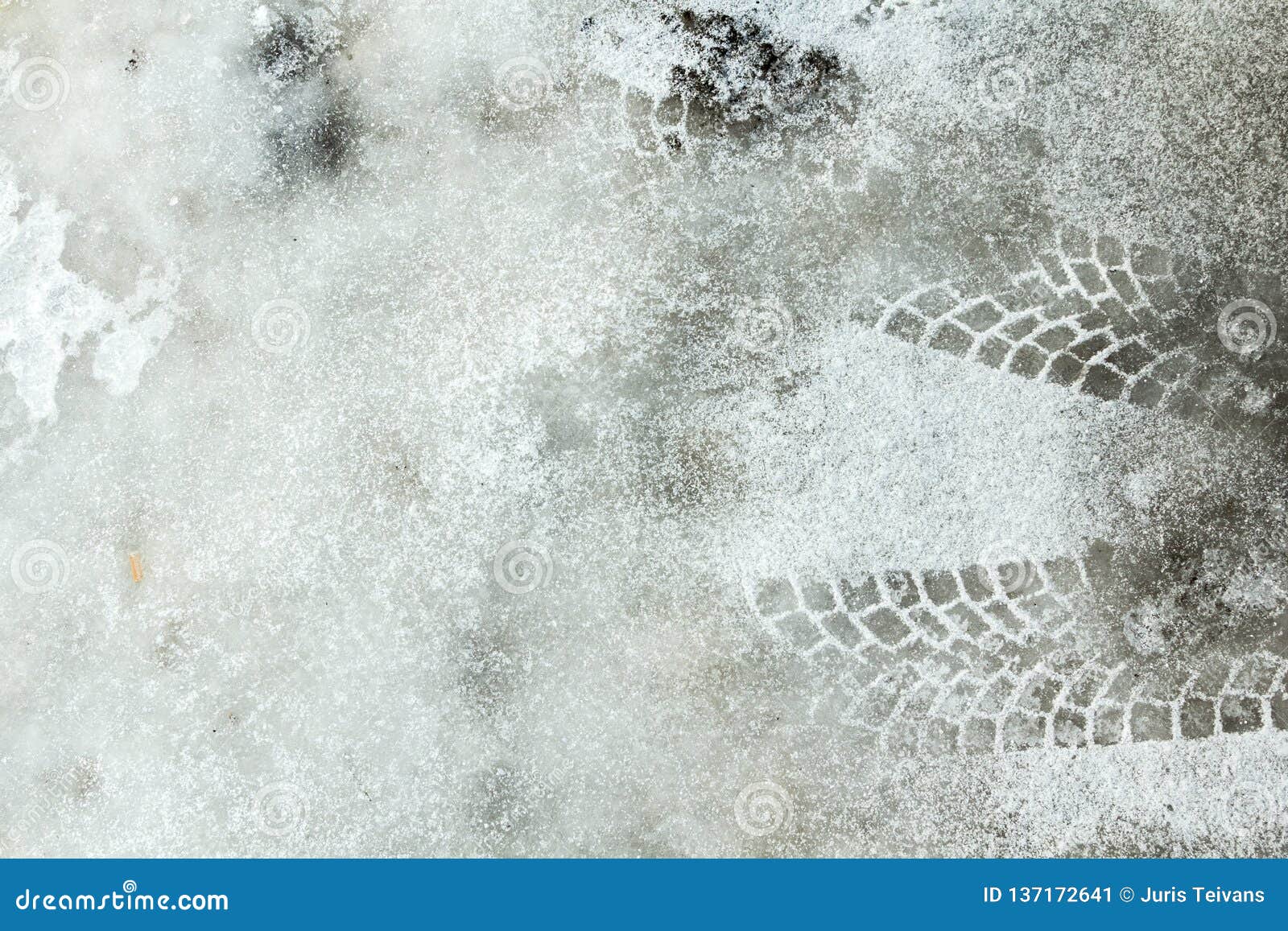 Boot Print and Tyre Track on a Snow Stock Image - Image of nature ...