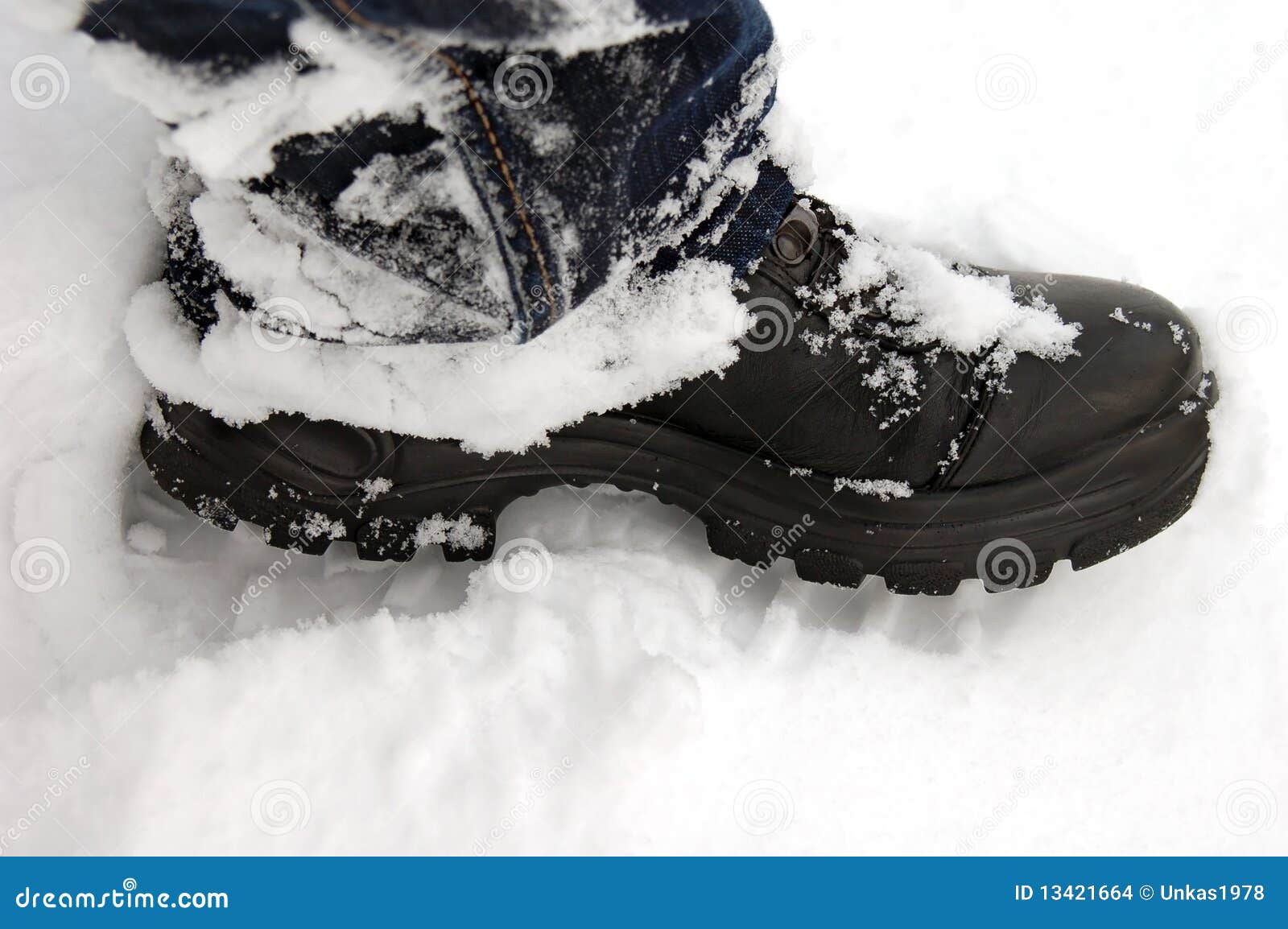 Boot in snow stock photo. Image of walk, white, hiking - 13421664