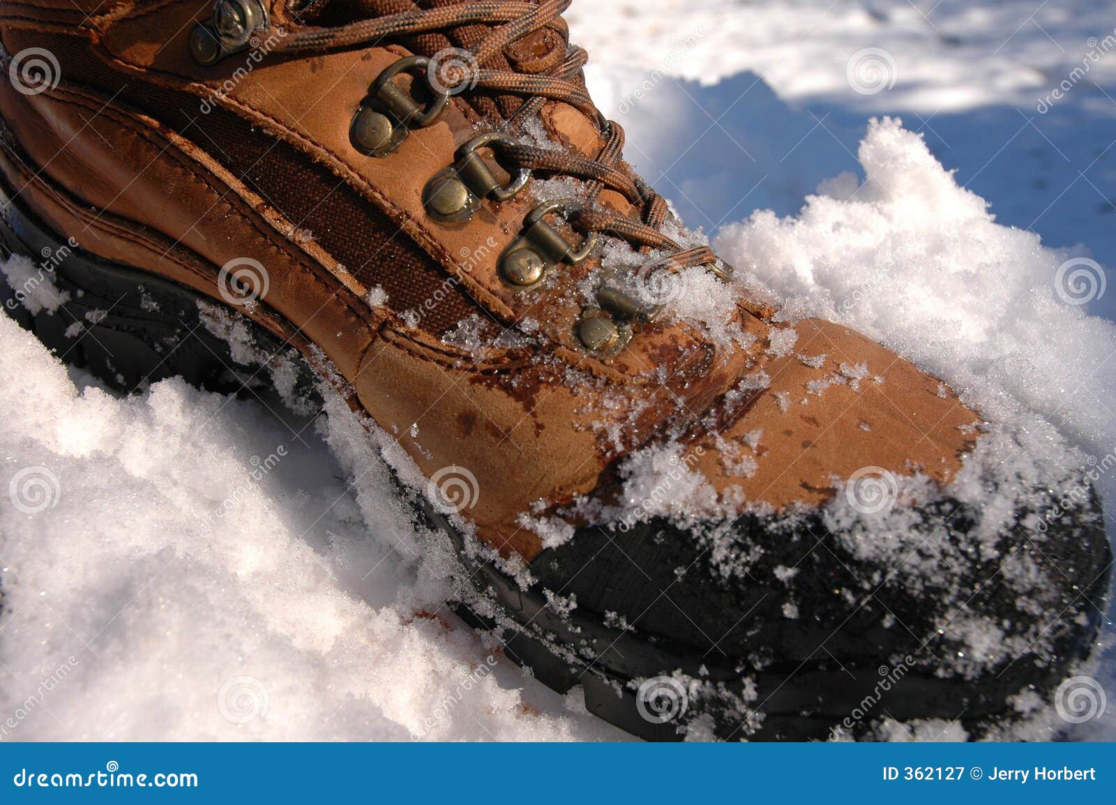 Boot in Snow stock image. Image of fluff, lace, freeze - 362127