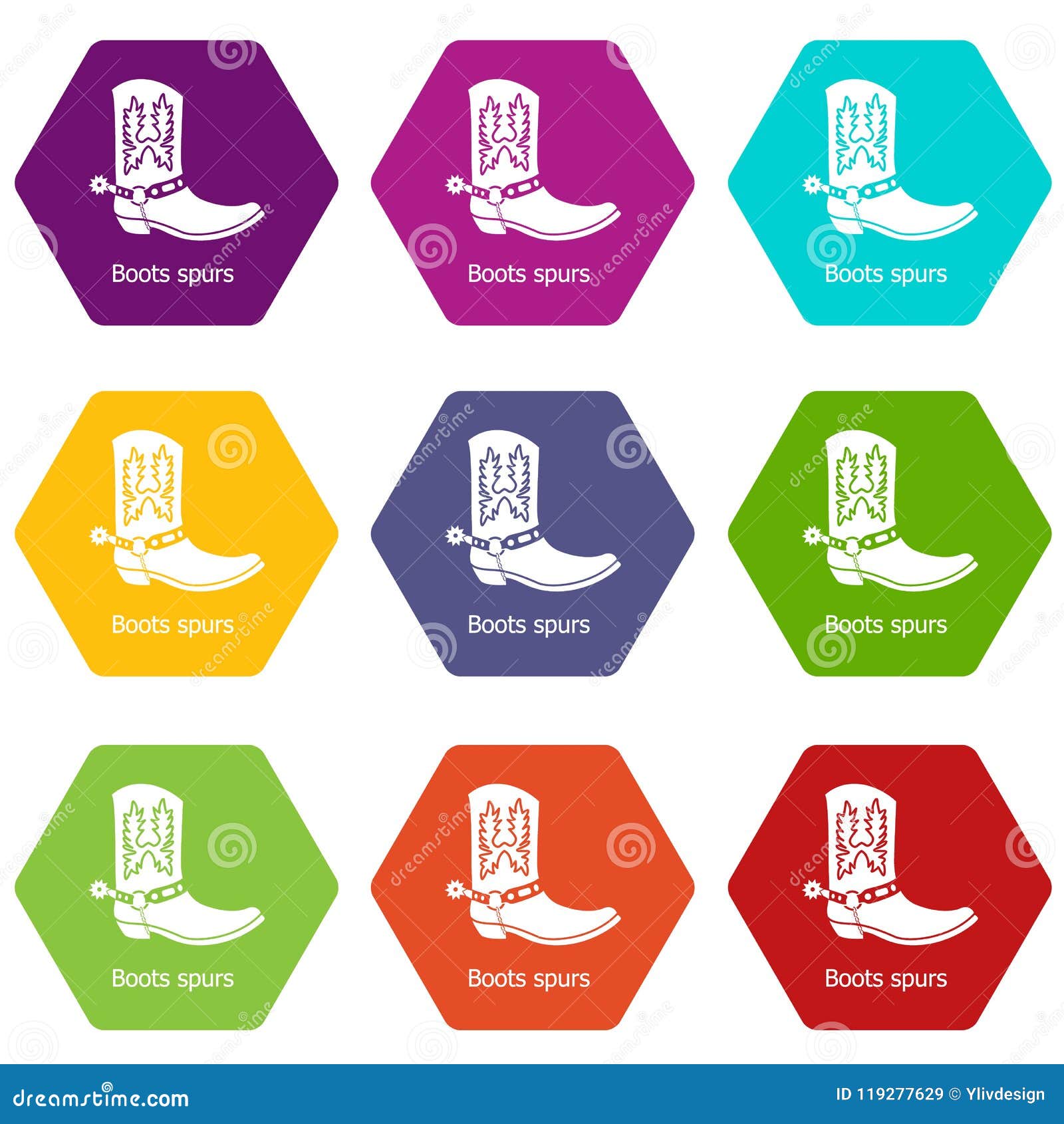 Boot Spurs Icons Set 9 Vector Stock Vector - Illustration of brown ...