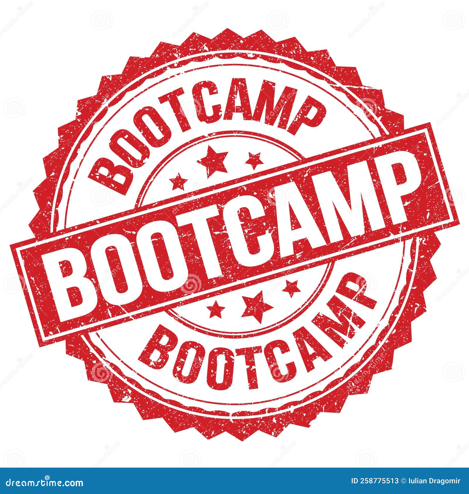BOOTCAMP Text on Red Round Stamp Sign Stock Illustration - Illustration ...