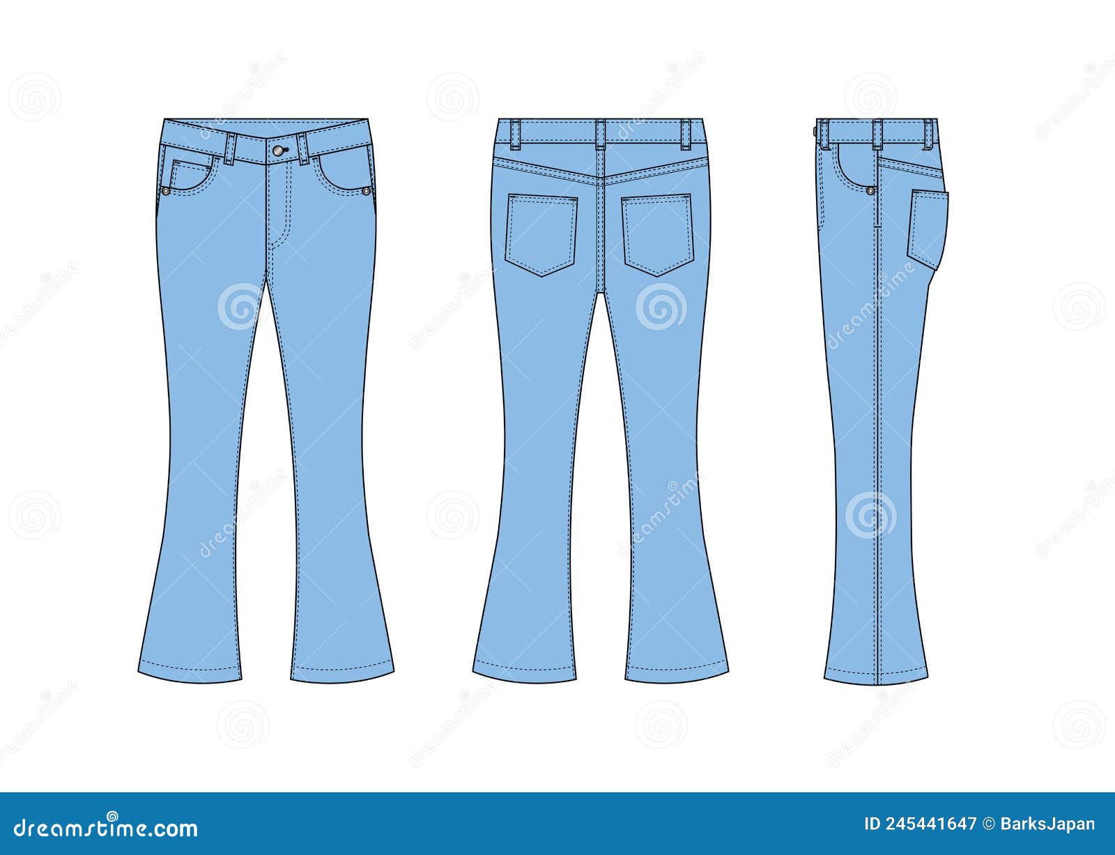 Bootcut Jeans Pants Vector Template Illustration | Blue Stock Vector ...