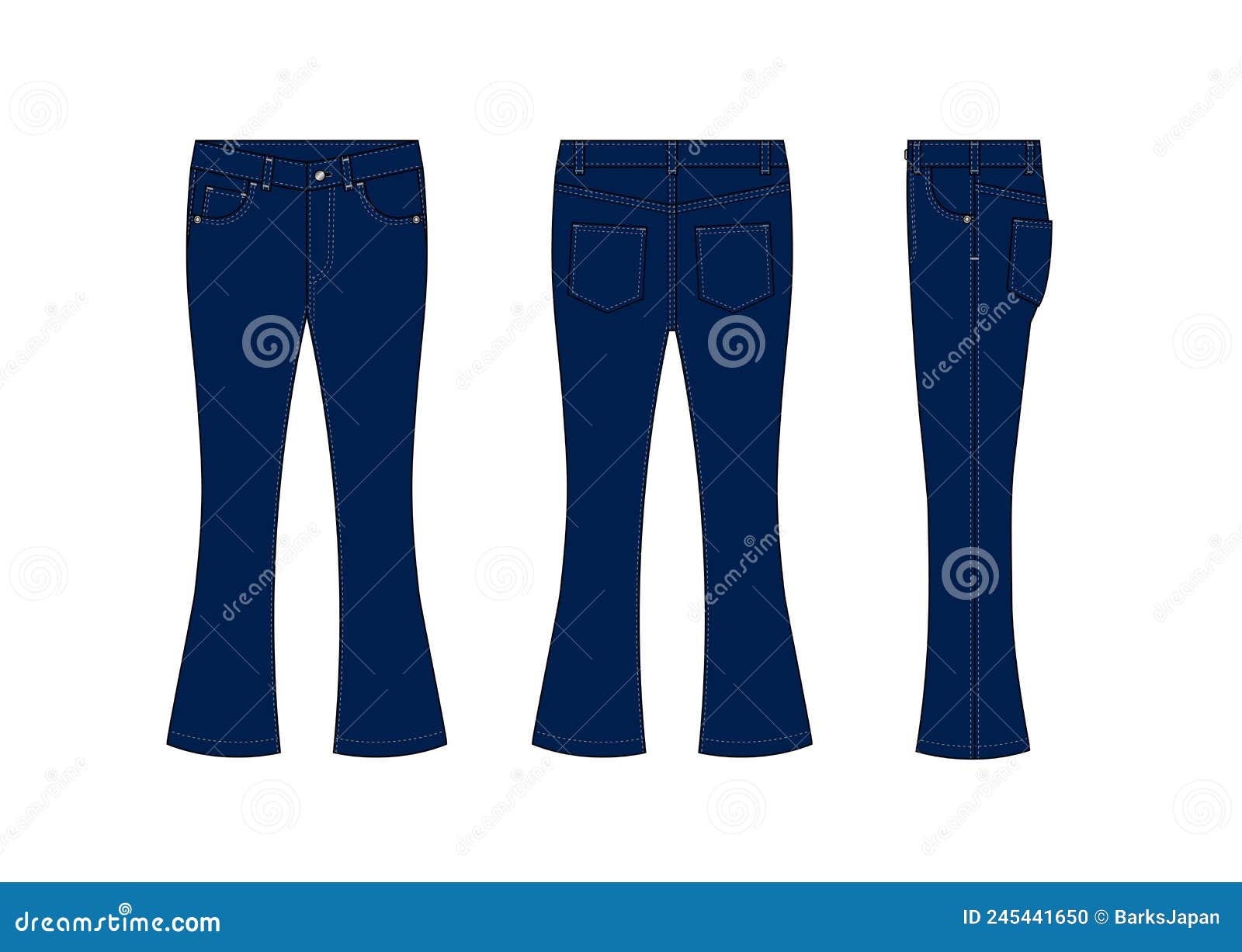 Bootcut Jeans In Cartoon Style Stiker On White Background On Isolated ...