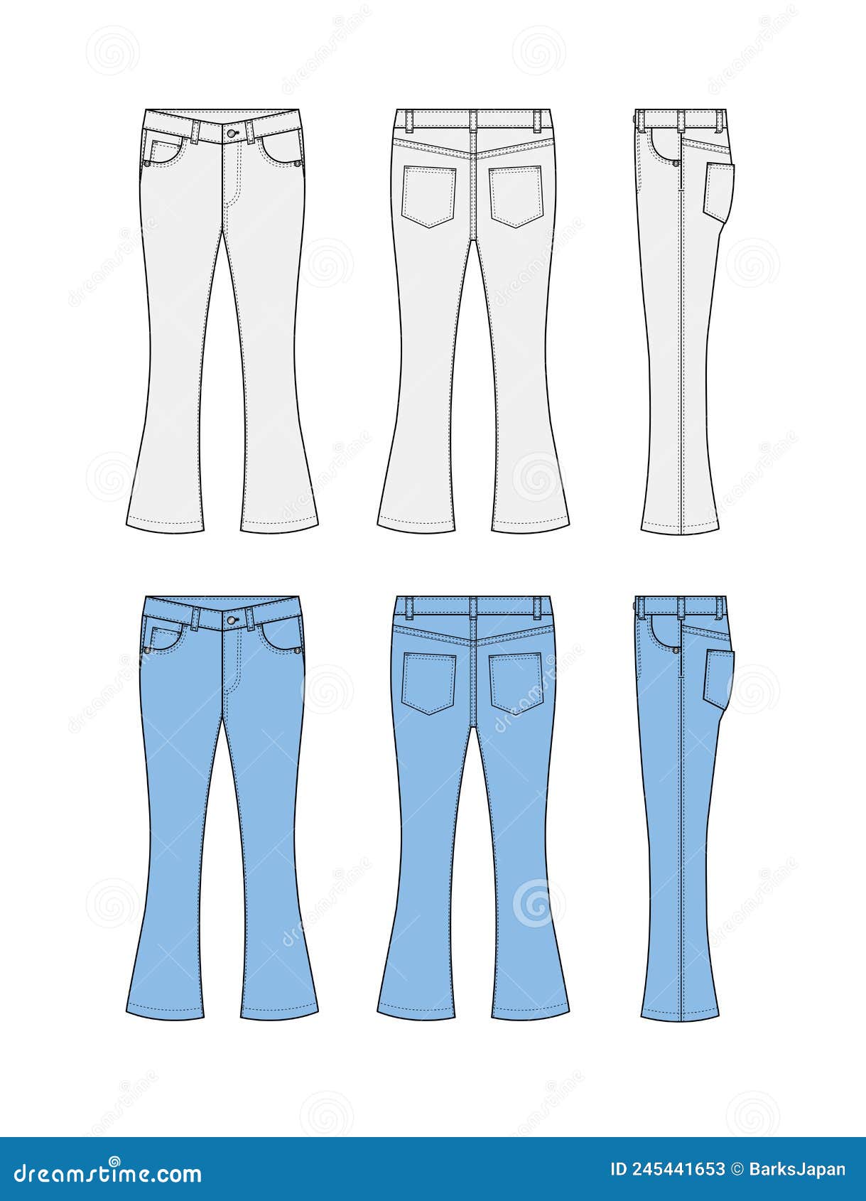 Bootcut Jeans In Cartoon Style Stiker On White Background On Isolated ...