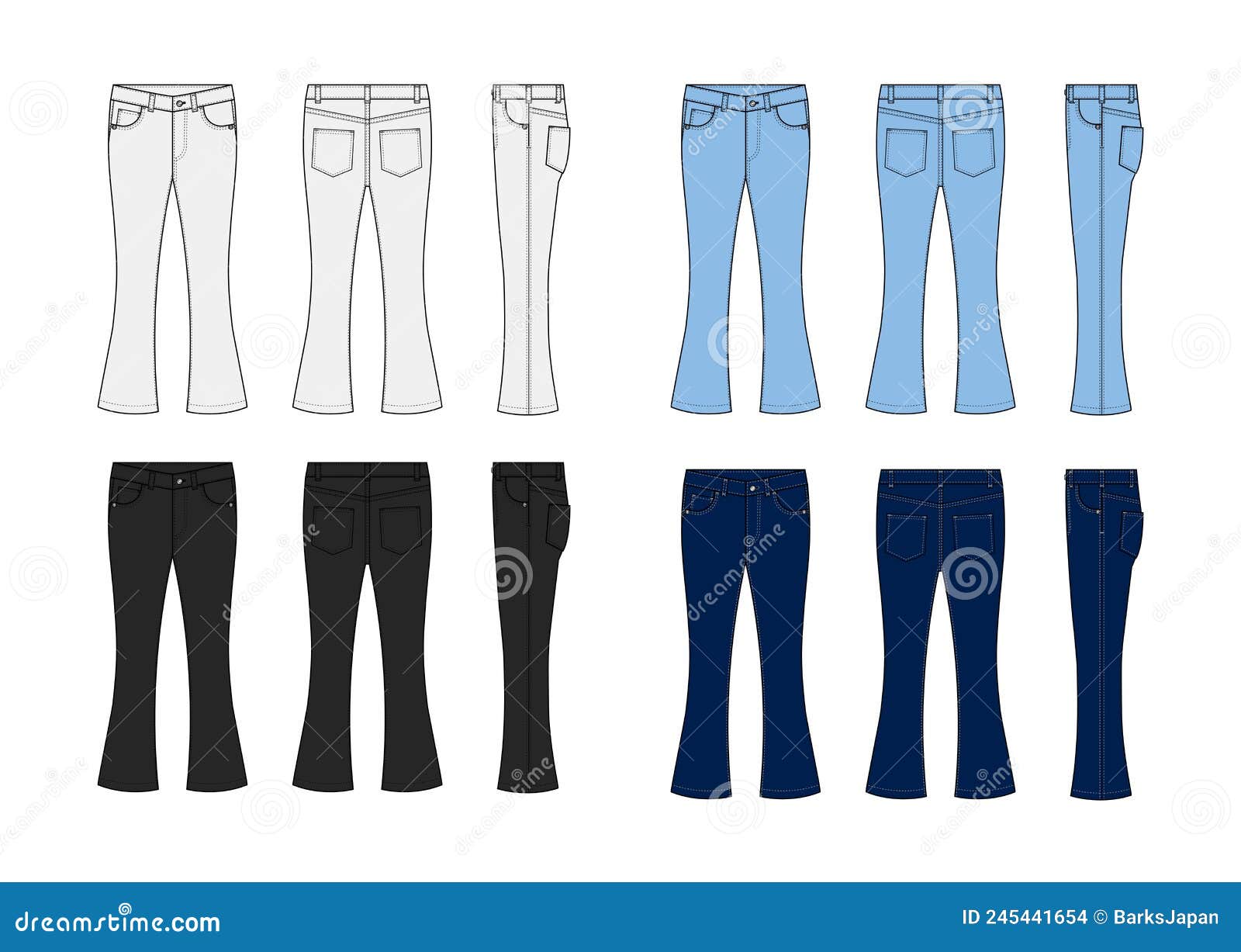 Bootcut Jeans In Cartoon Style Stiker On White Background On Isolated ...