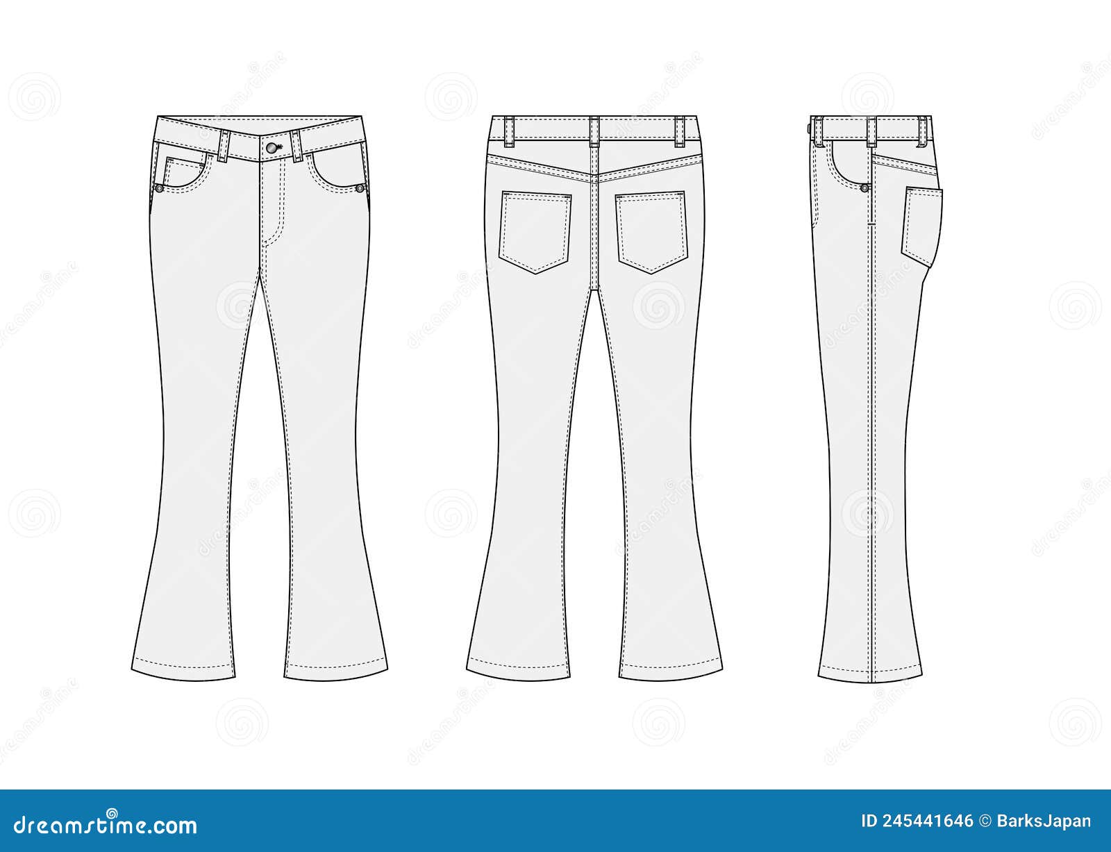 Bootcut Jeans In Cartoon Style Stiker On White Background On Isolated ...