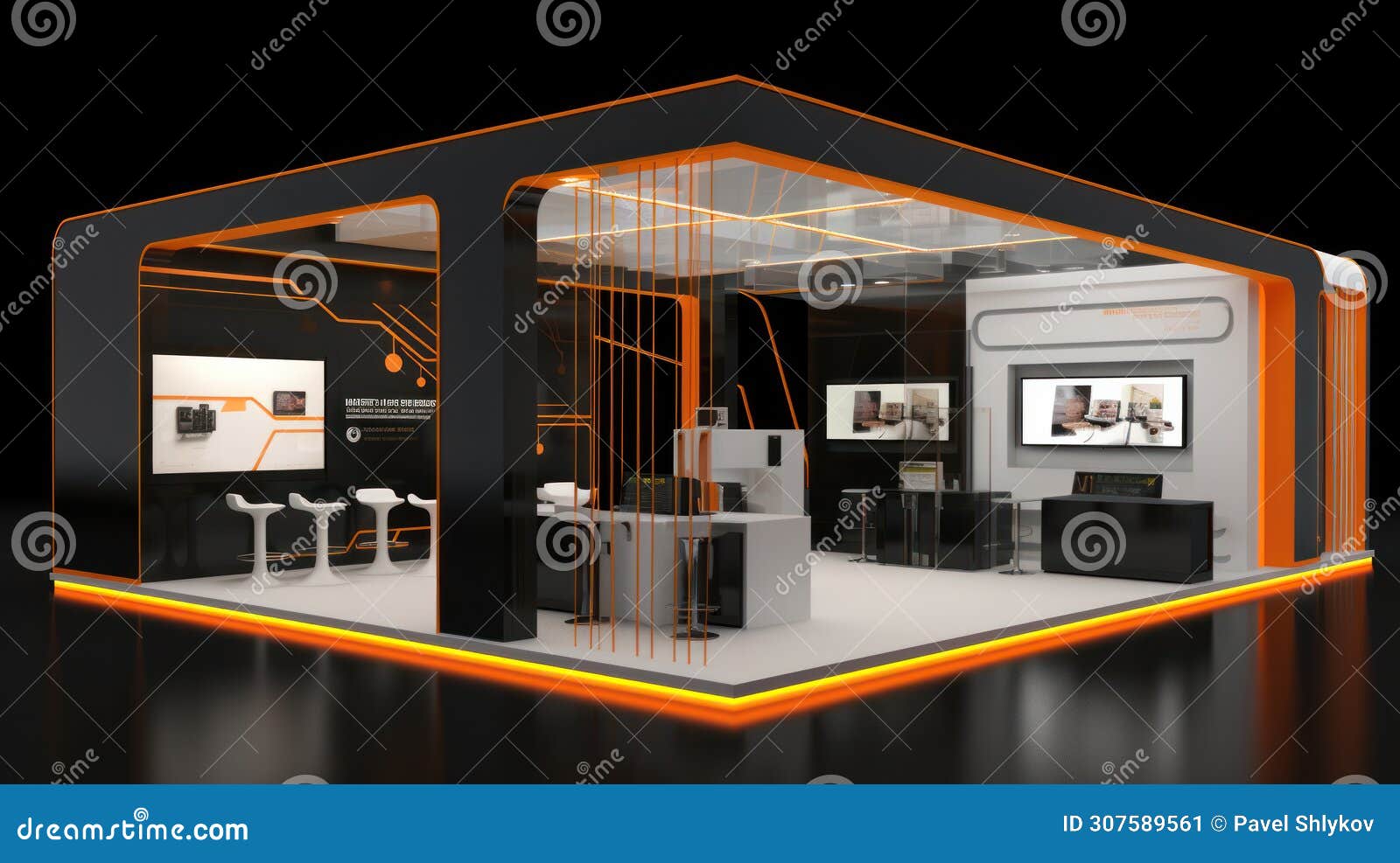 Booth with Lighting Inside the Trade Show Pavilion Stock Image - Image ...