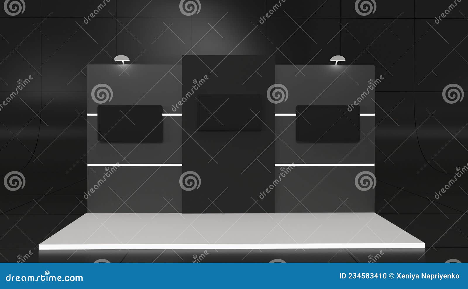 Booth or Stall with Displays. 3D Rendering Stock Illustration ...
