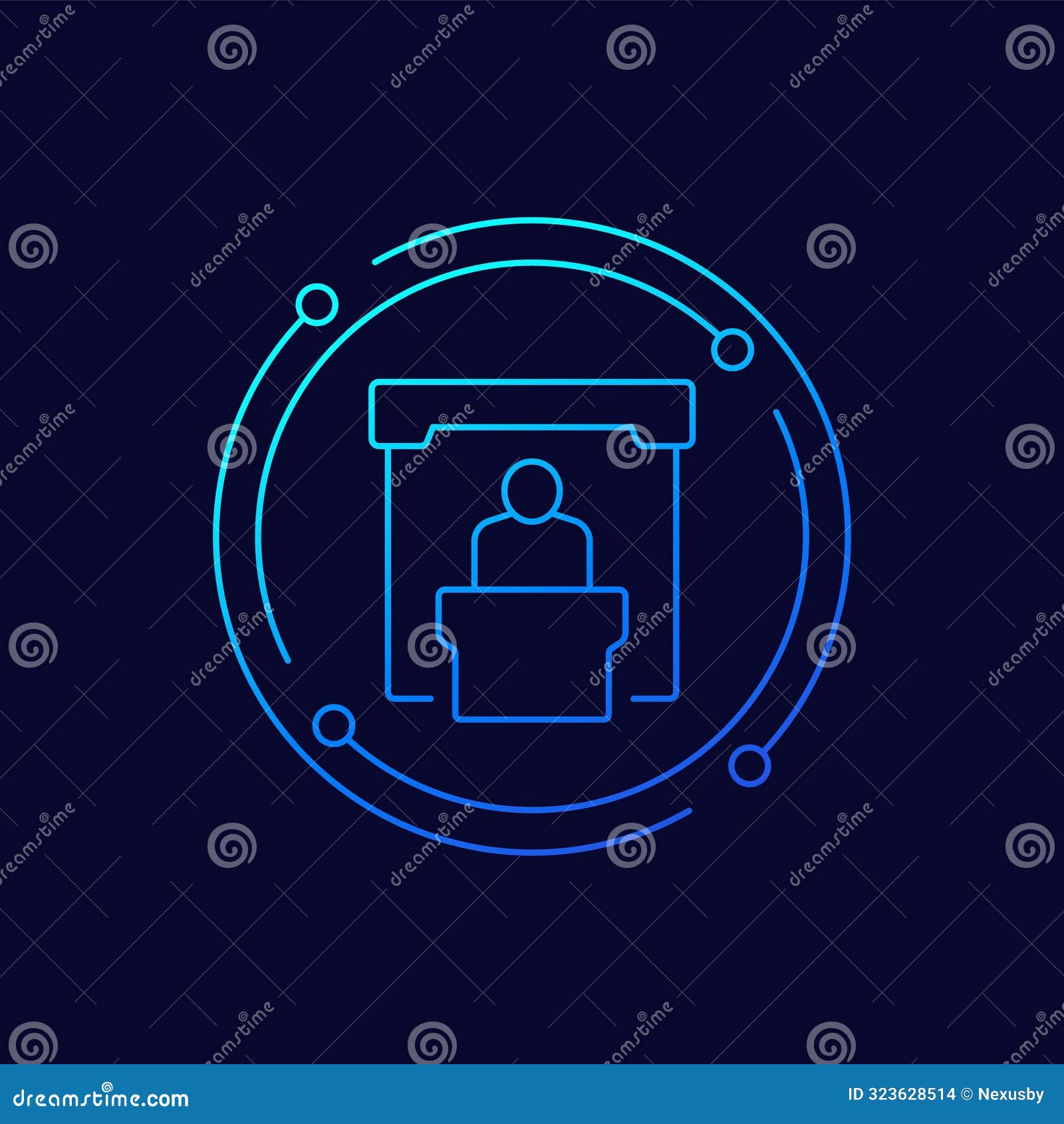 Booth or Stand Icon, Linear Design Stock Vector - Illustration of sale ...